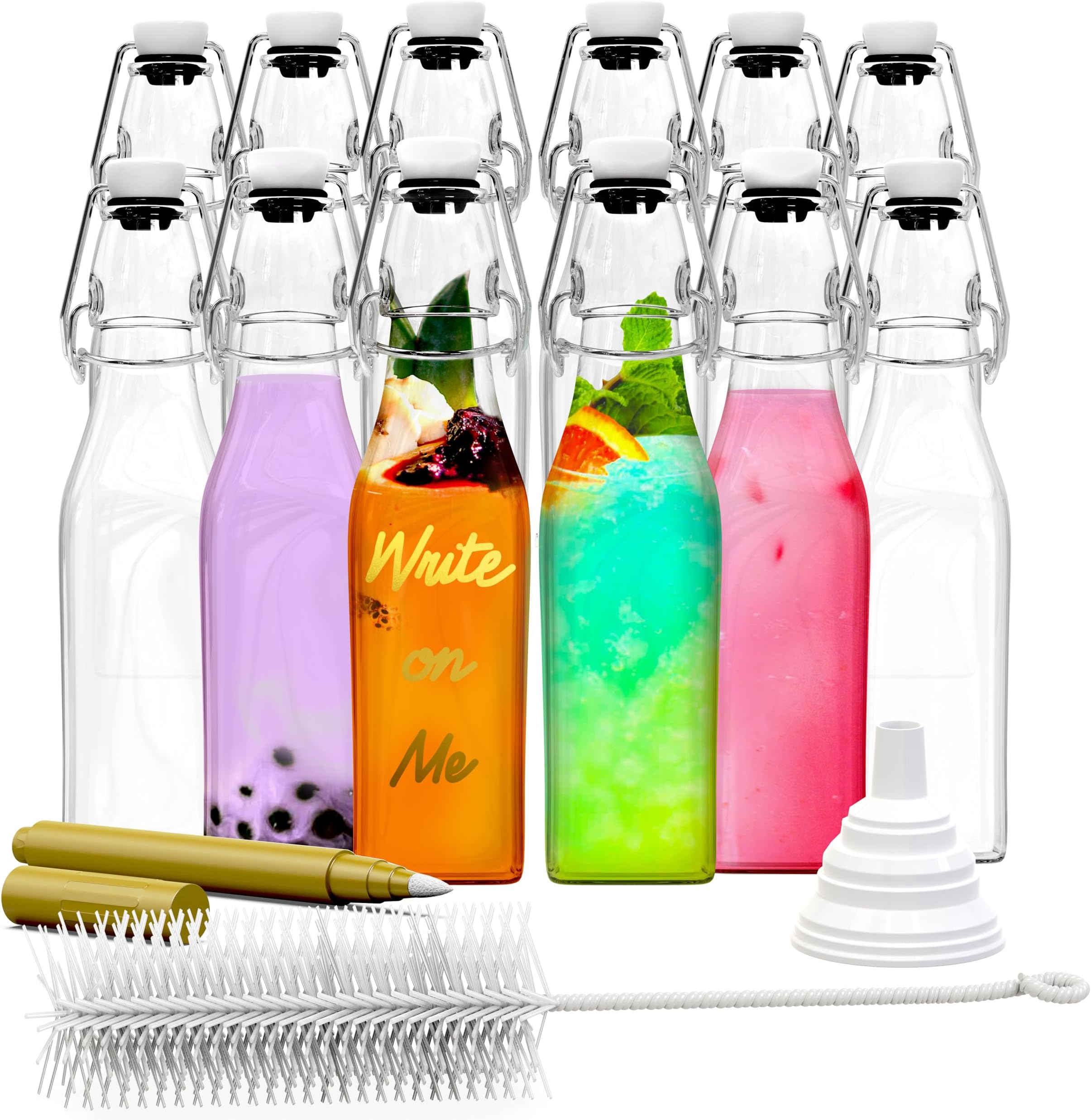 Amazon.com: Ilyapa 16 oz Clear Flip Top Glass Beer Bottles for Home ...