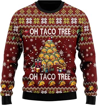 V-DECORPARKS Taco Ugly Christmas Sweater for Women, Taco Food Mens ...
