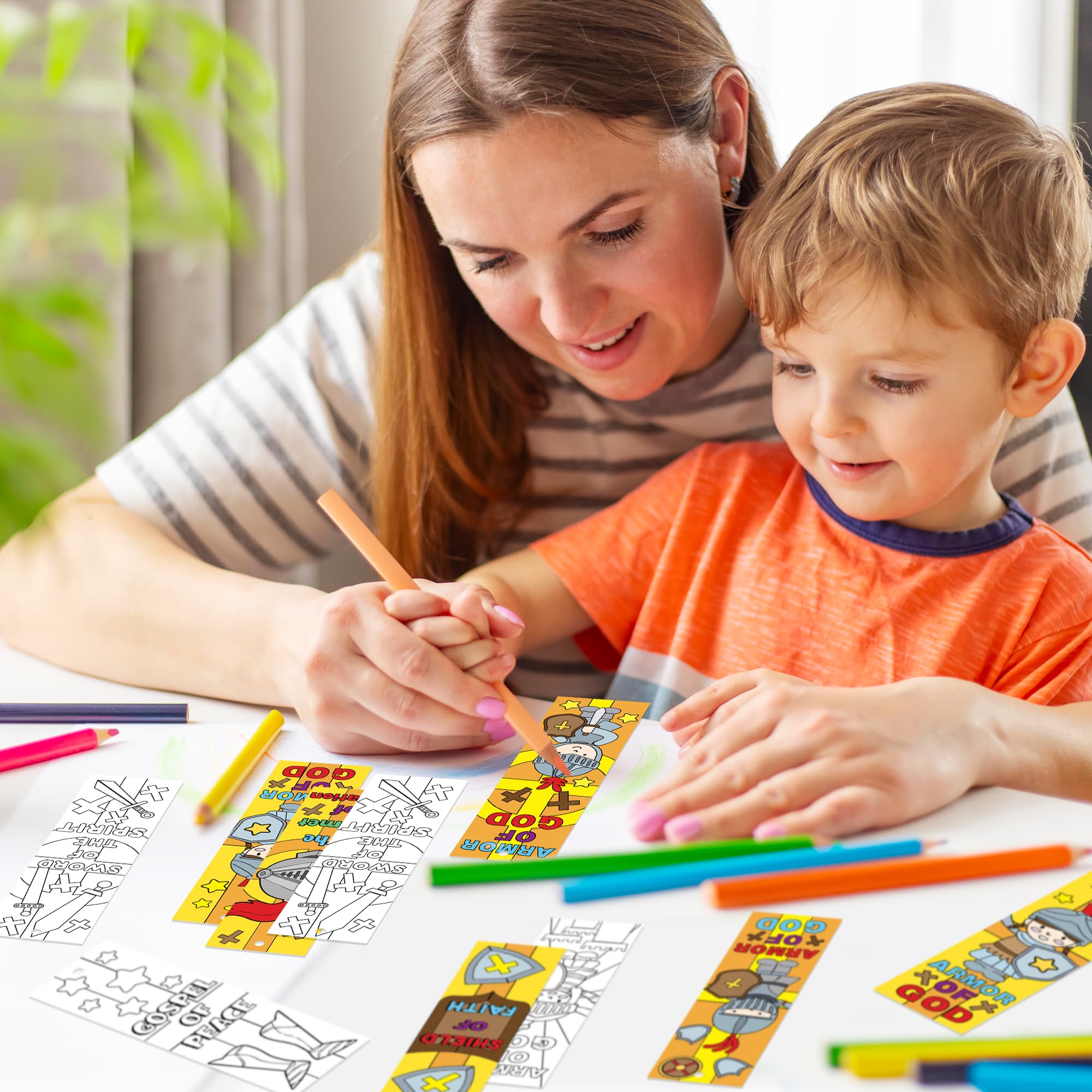 Snapklik.com : 75Pcs Armor Of God Color Your Own Bookmarks Religious ...