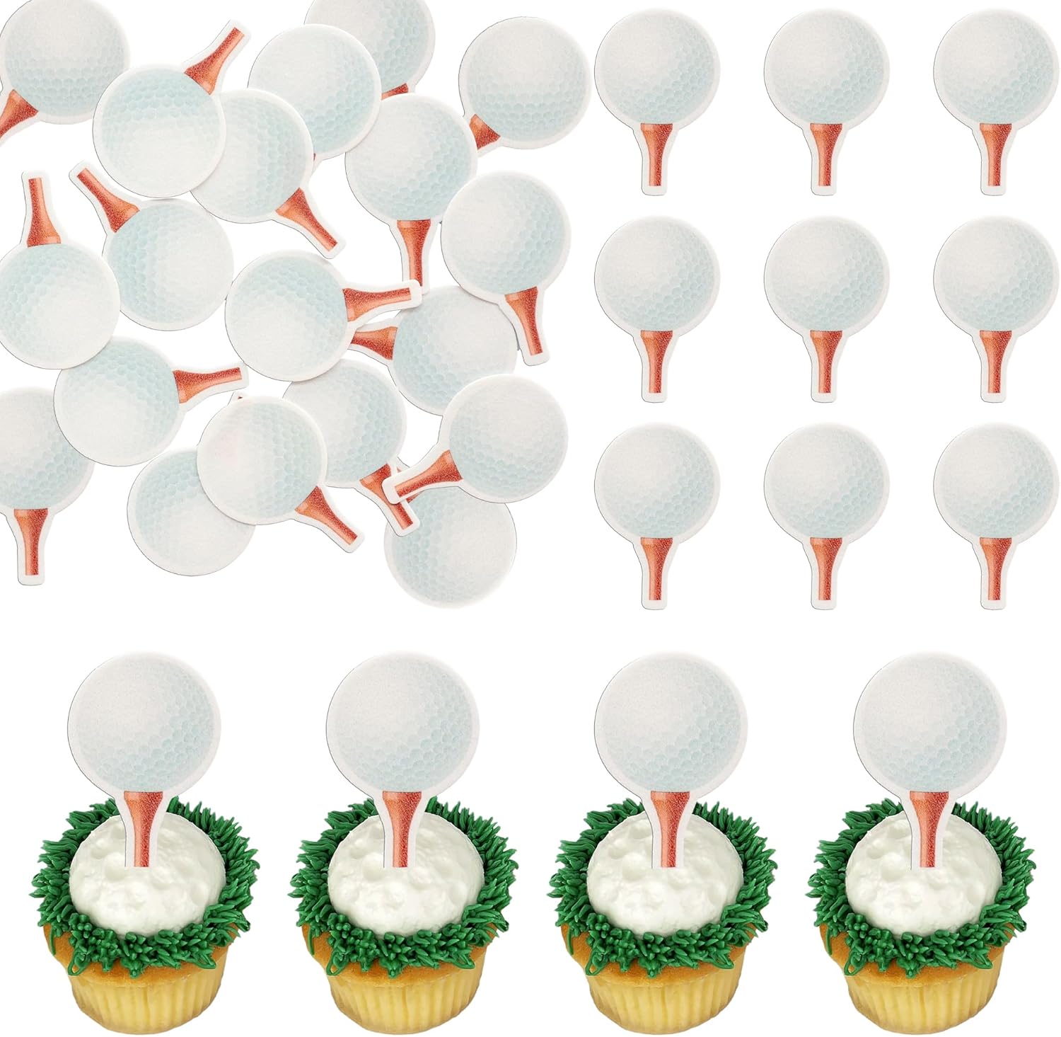 Amazon.com: Gyufise 50Pcs Edible Golf Cupcake Toppers Edible Golf Cake ...