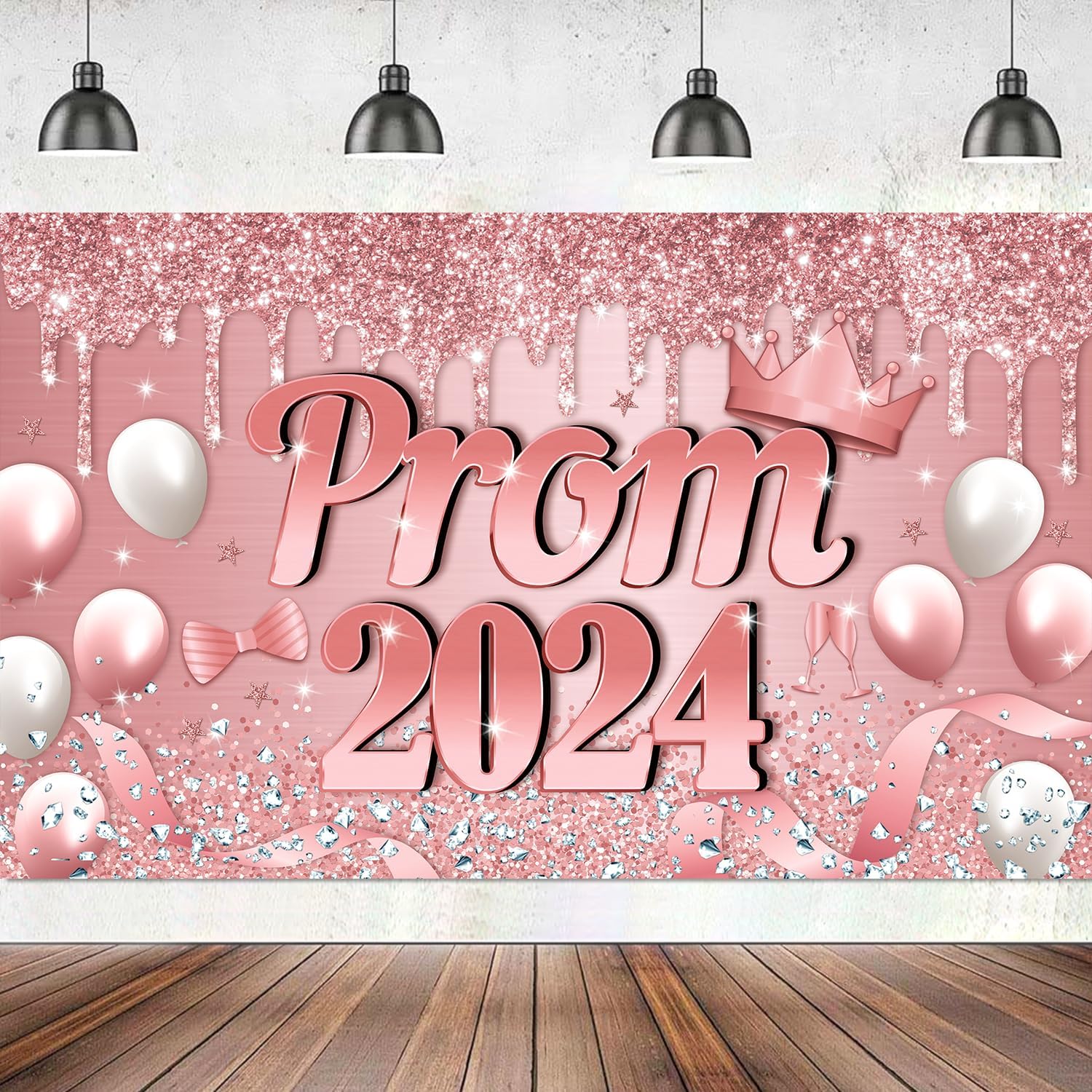Amazon.com: Rose Gold Prom Banner, Large 71" X 43" Prom Back drop 2024 ...