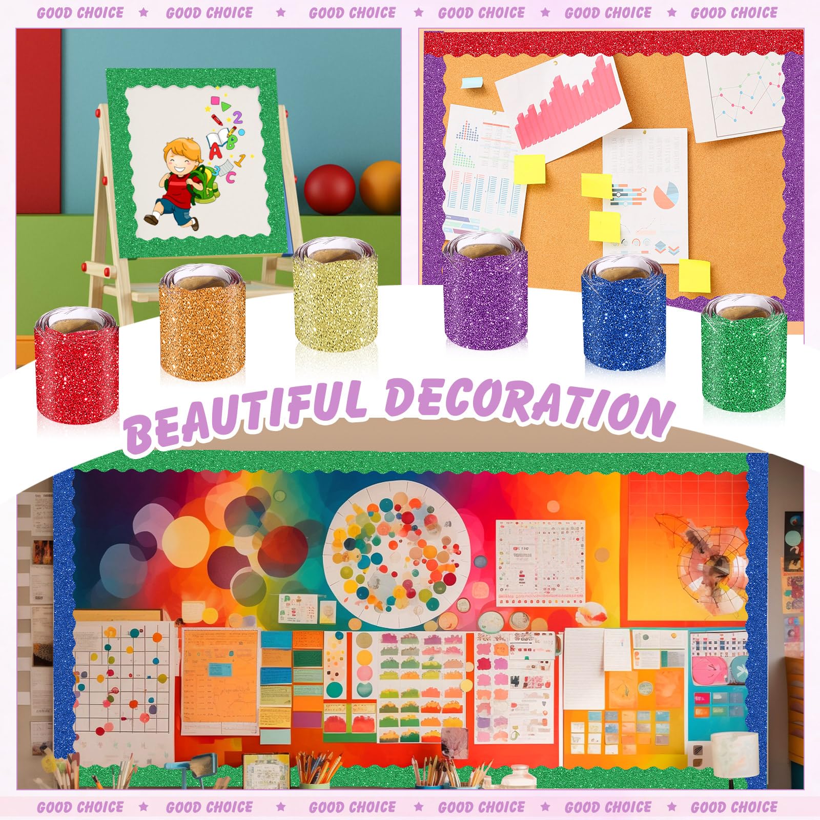 Classroom Borders Colorful Glitter Bulletin Board Borders For Classroom ...
