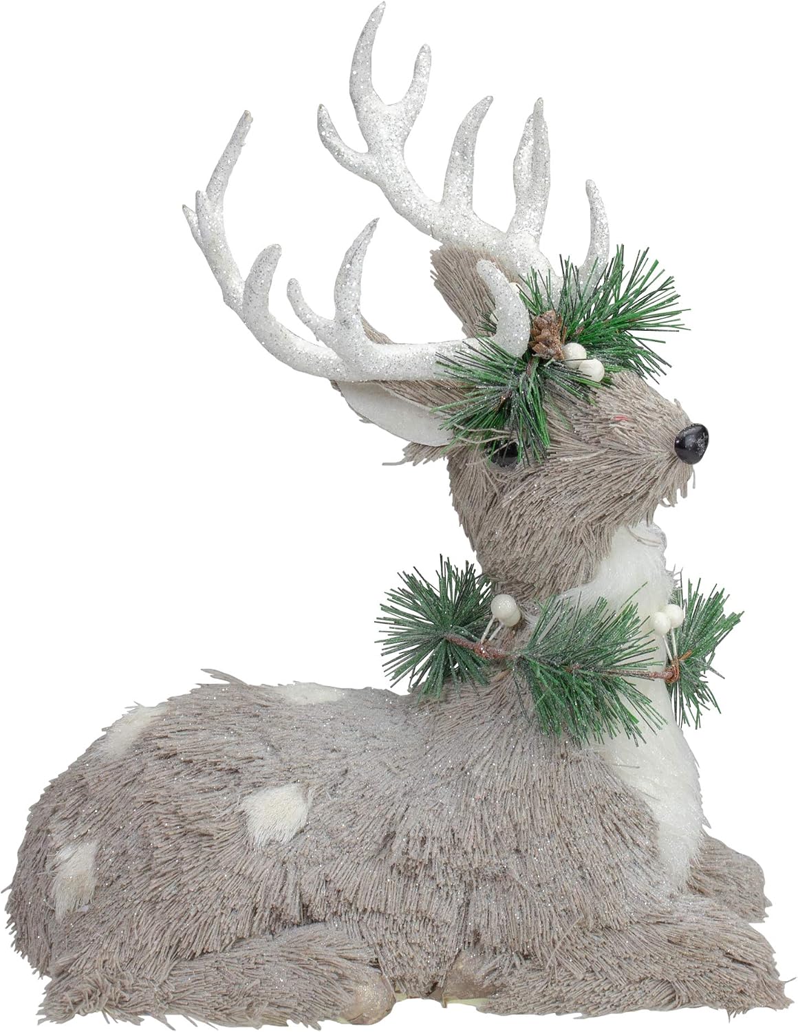 Amazon.com: Northlight Sitting Sisal Reindeer with Wreath Christmas ...
