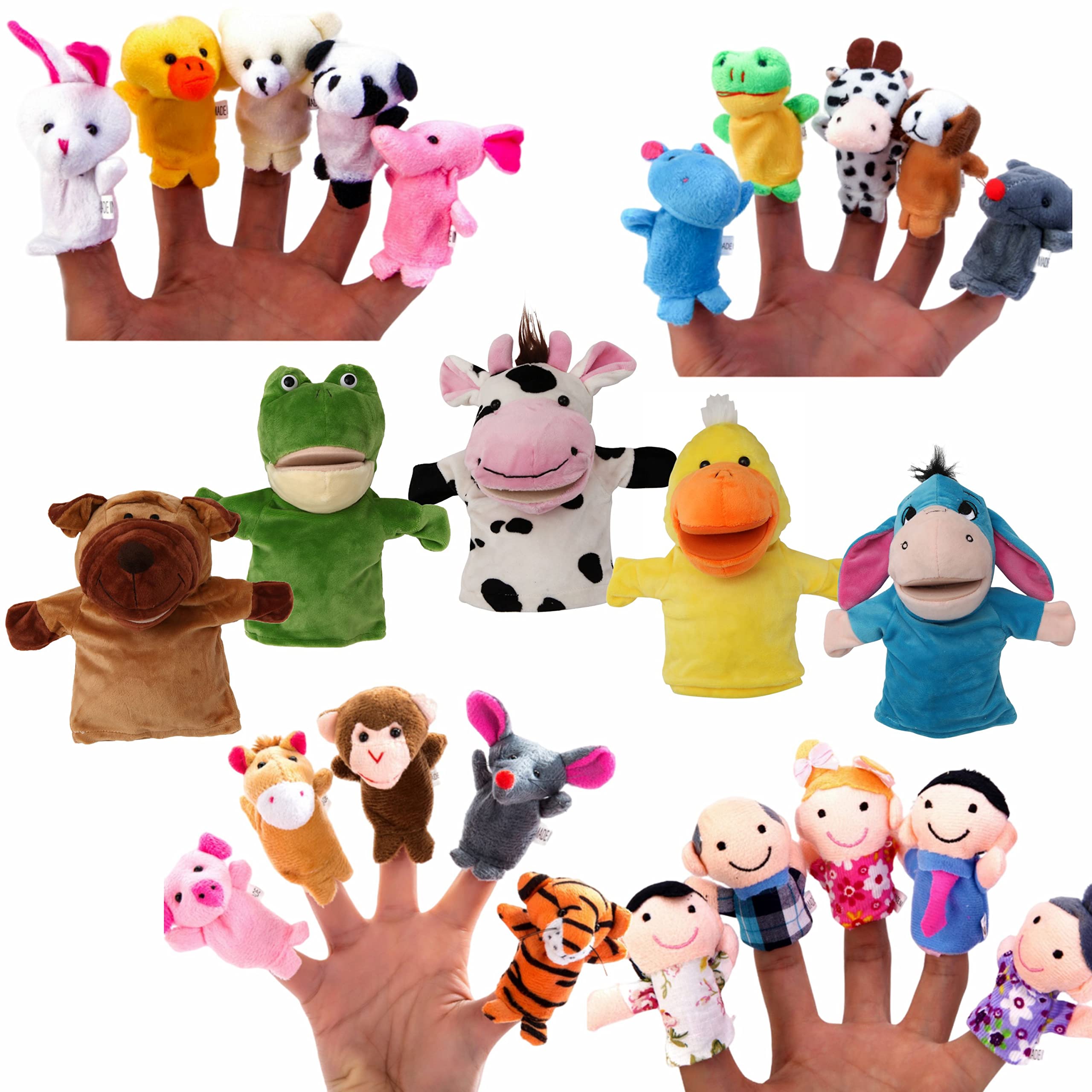 Amazon.com: 25-Piece Animal Hand and Finger Puppet Bundle - Open ...