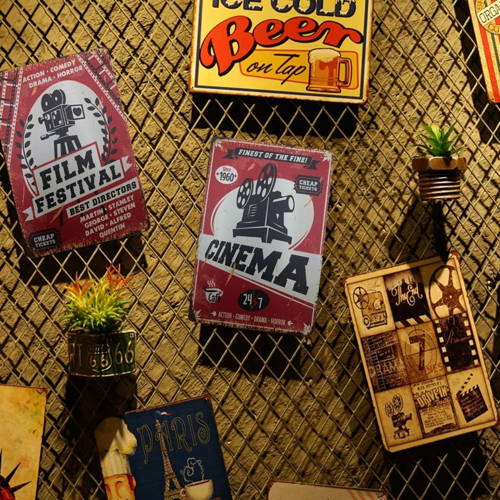 Letrero de metal vintage para decoración de cine, película de cine para ...