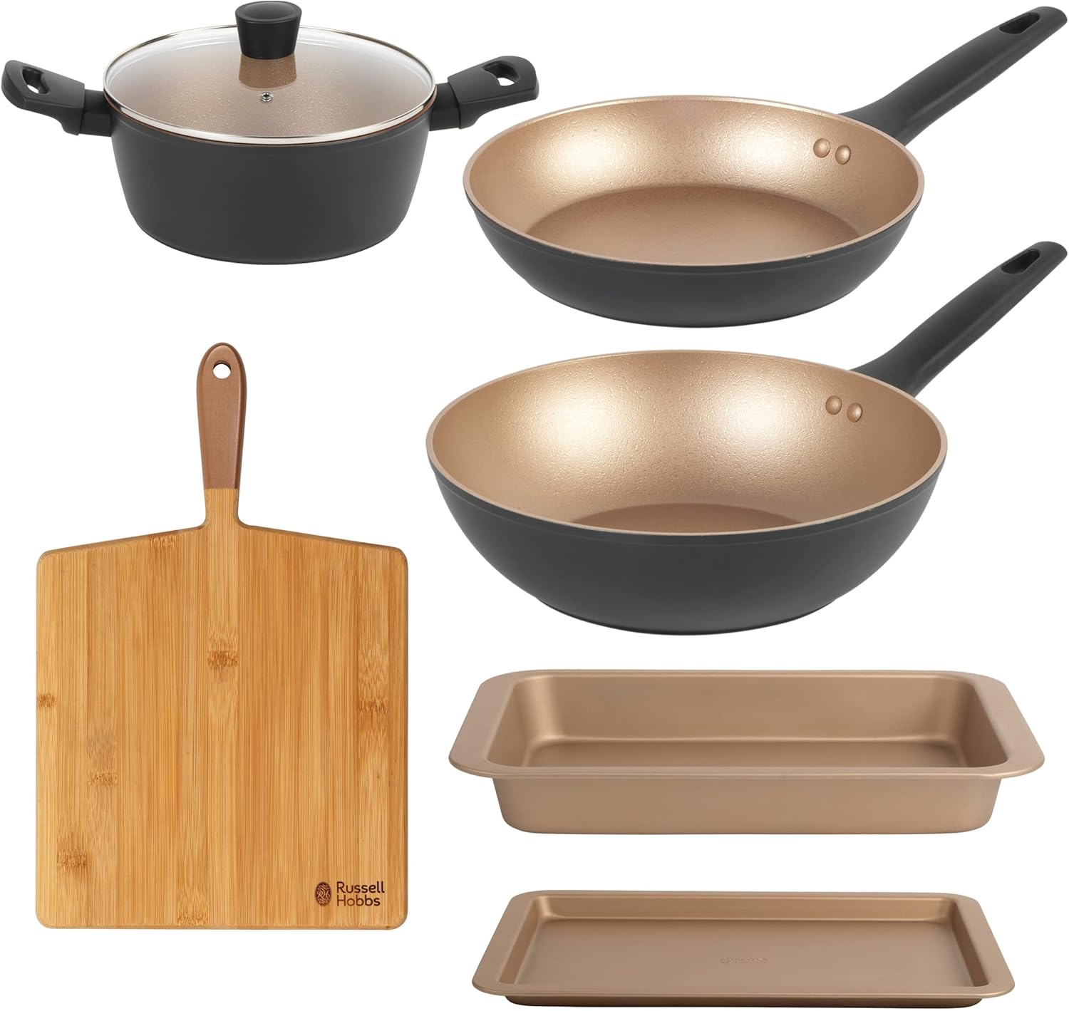 Russell Hobbs COMBO-8324 Set, Pan, Stir Fry/Wok, Stockpot, Roasting Tin ...