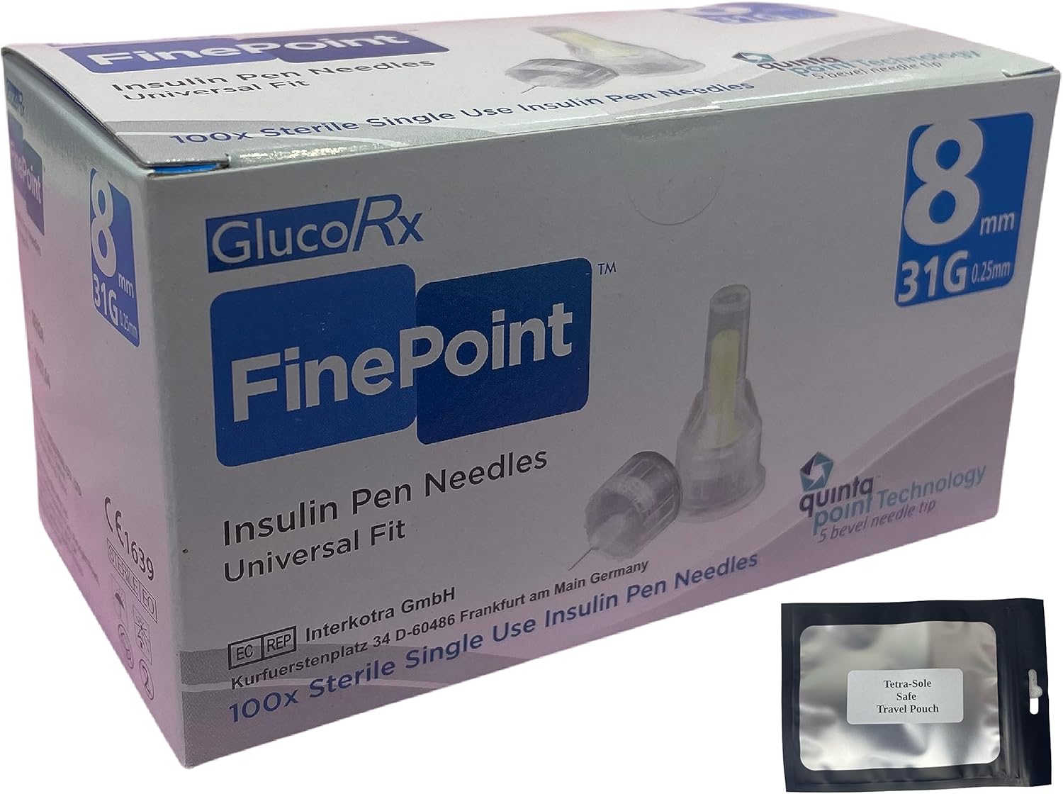 Glucorx FinePoint + Tetra-Sole™ Pouch: 4mm/31G: 5mm/31G: 6mm/31G: 8mm ...