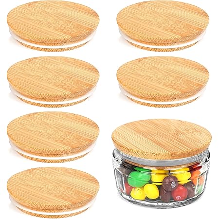 QOCO Bamboo Lid Gu Pot Wooden Mason Jar Reusable Airtight Glass Spice ...