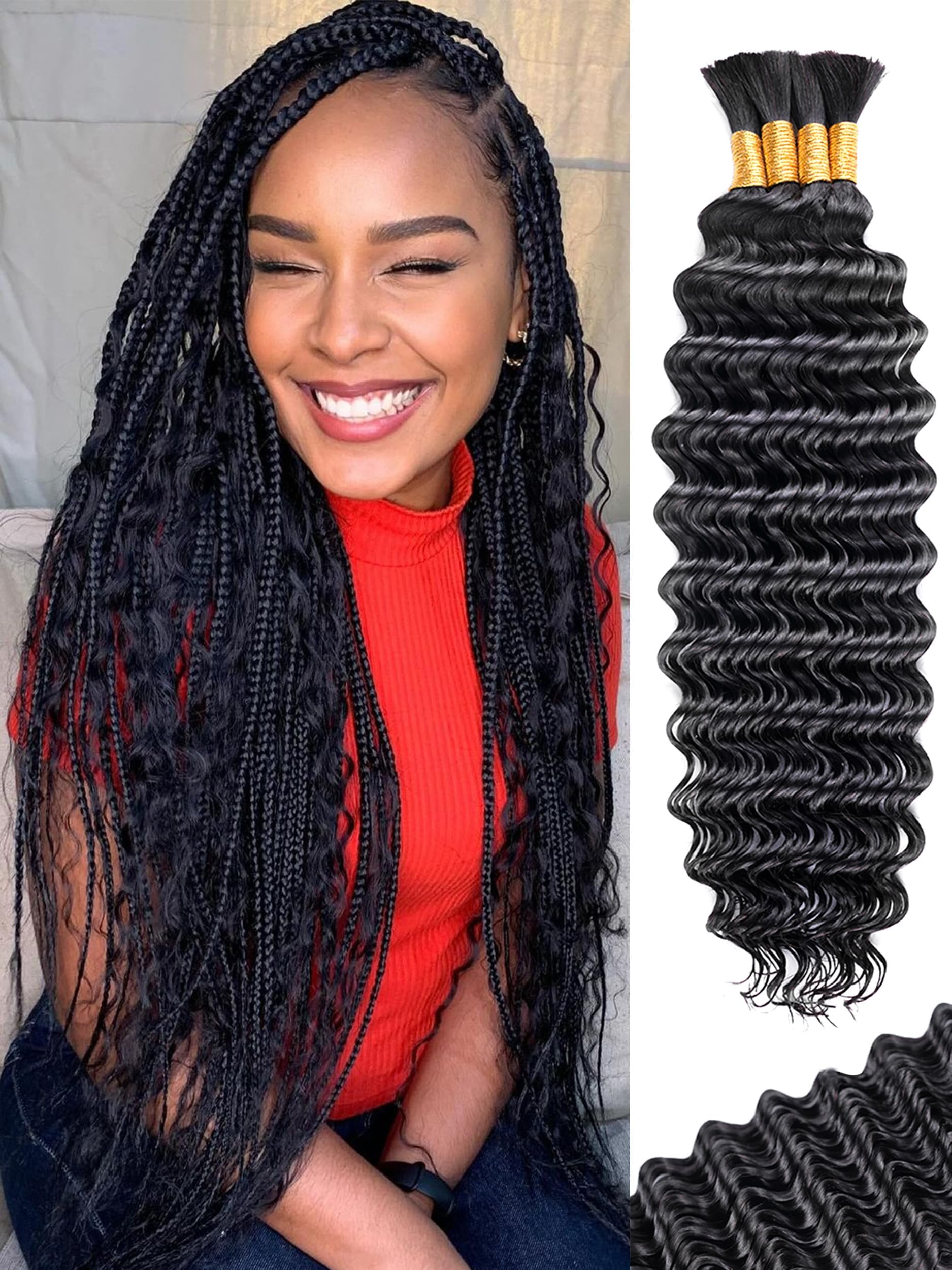 Amazon.com : FDX Human Braiding Hair for Boho Braids 18 Inch Deep Wave ...