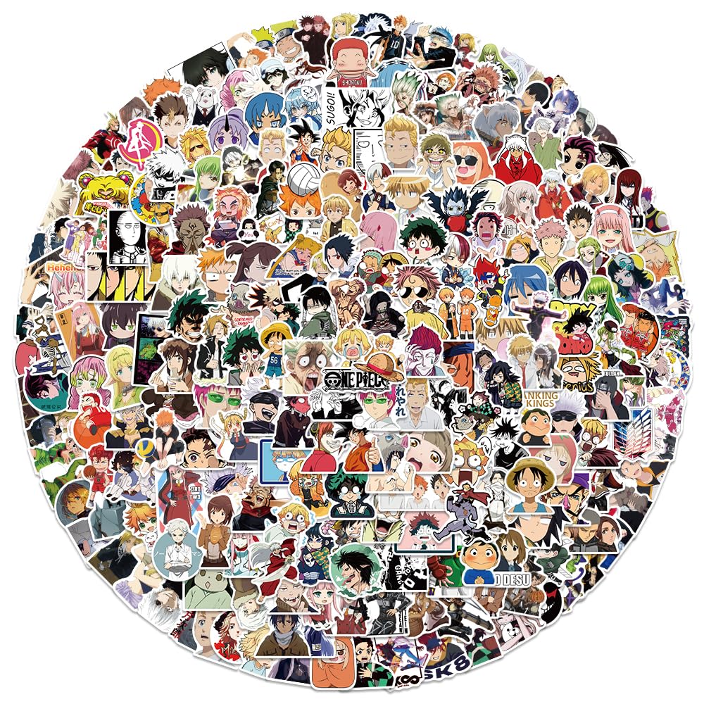 300 Pcs Anime Stickers Pack, Mixed Cartoon Vinyl Waterproof Stickers ...