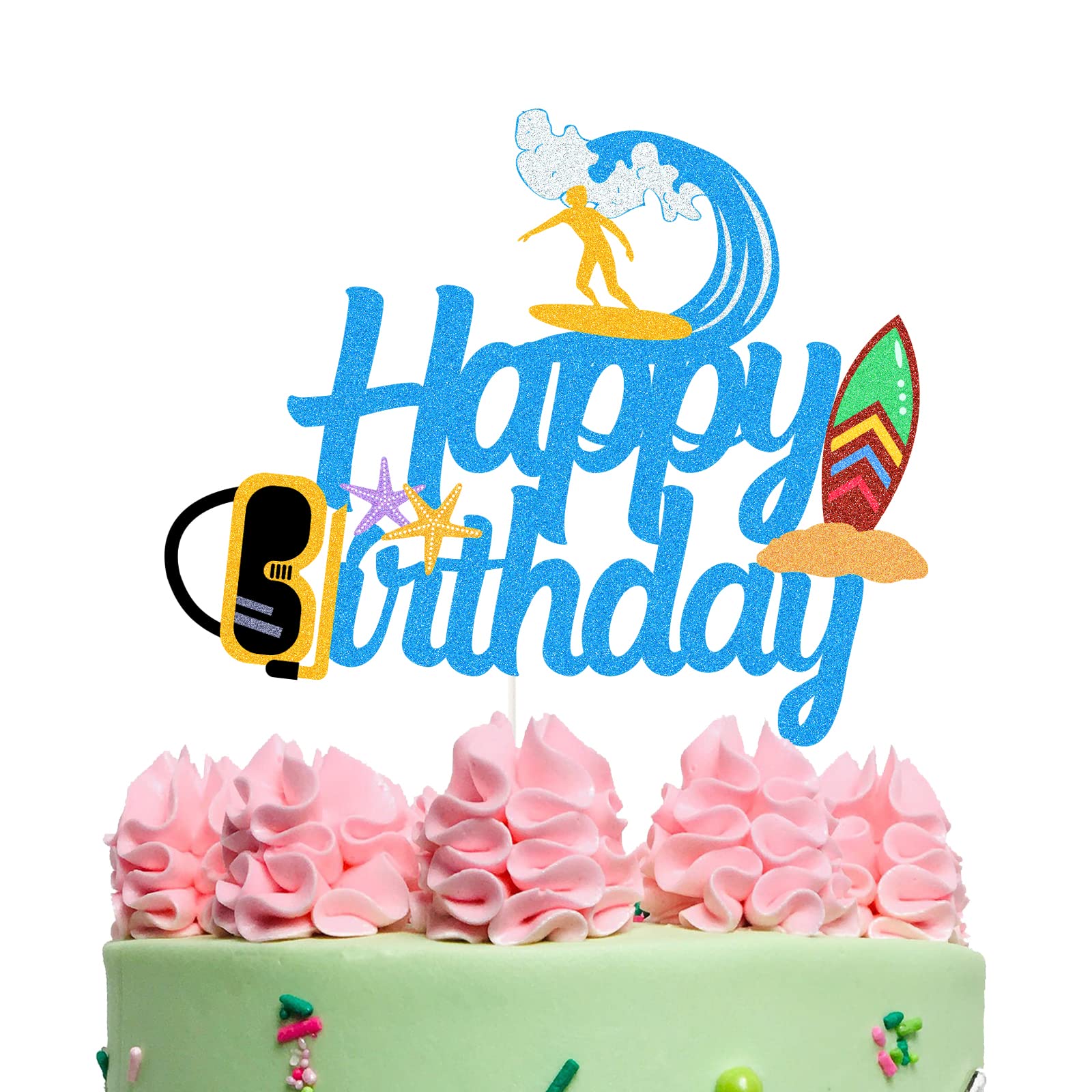 Buy Surfing Happy Birthday Cake Topper,Surfboard Smash Cake Topper ...