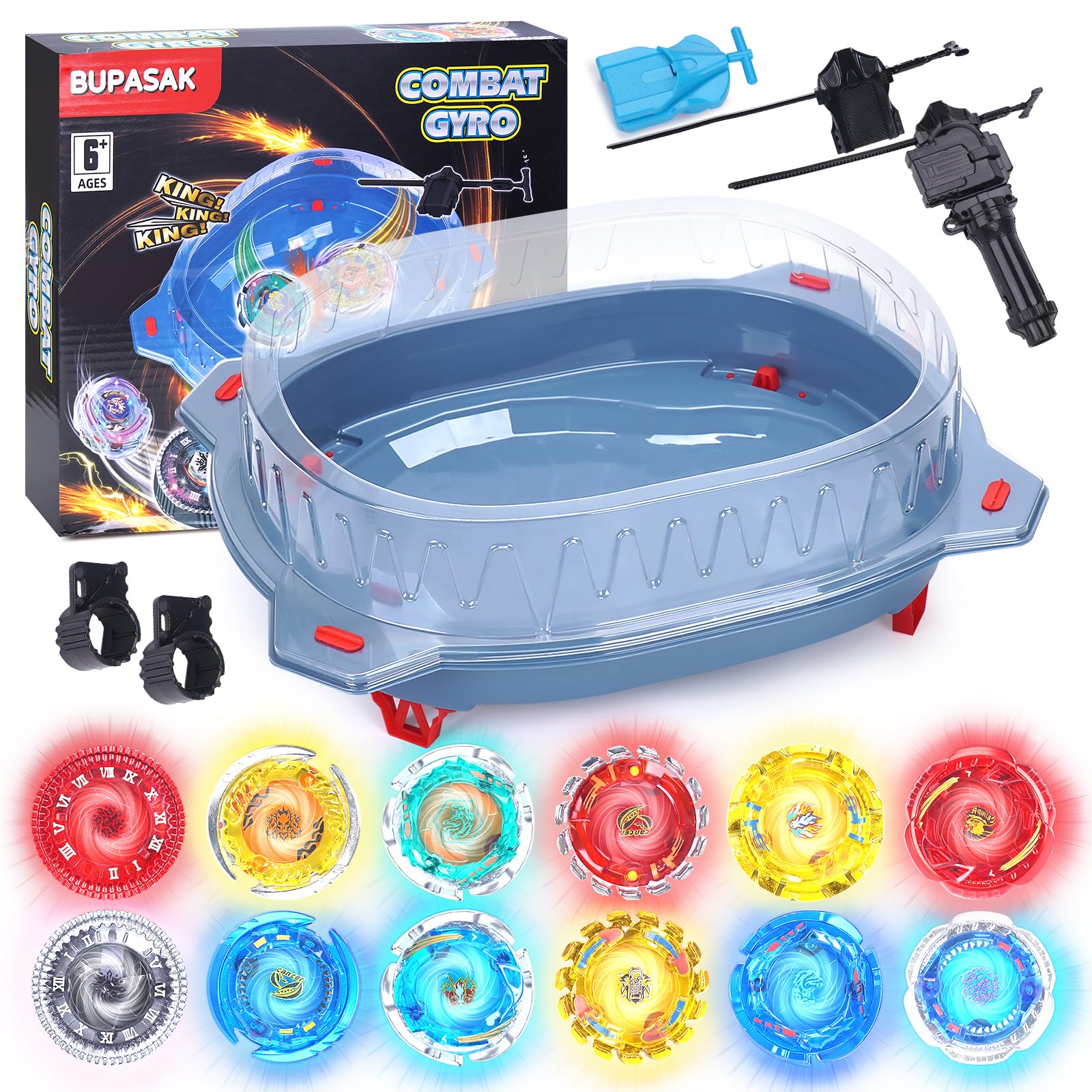 Snapklik.com : BUPASAK Light Ignite Spinning Tops Battle Set