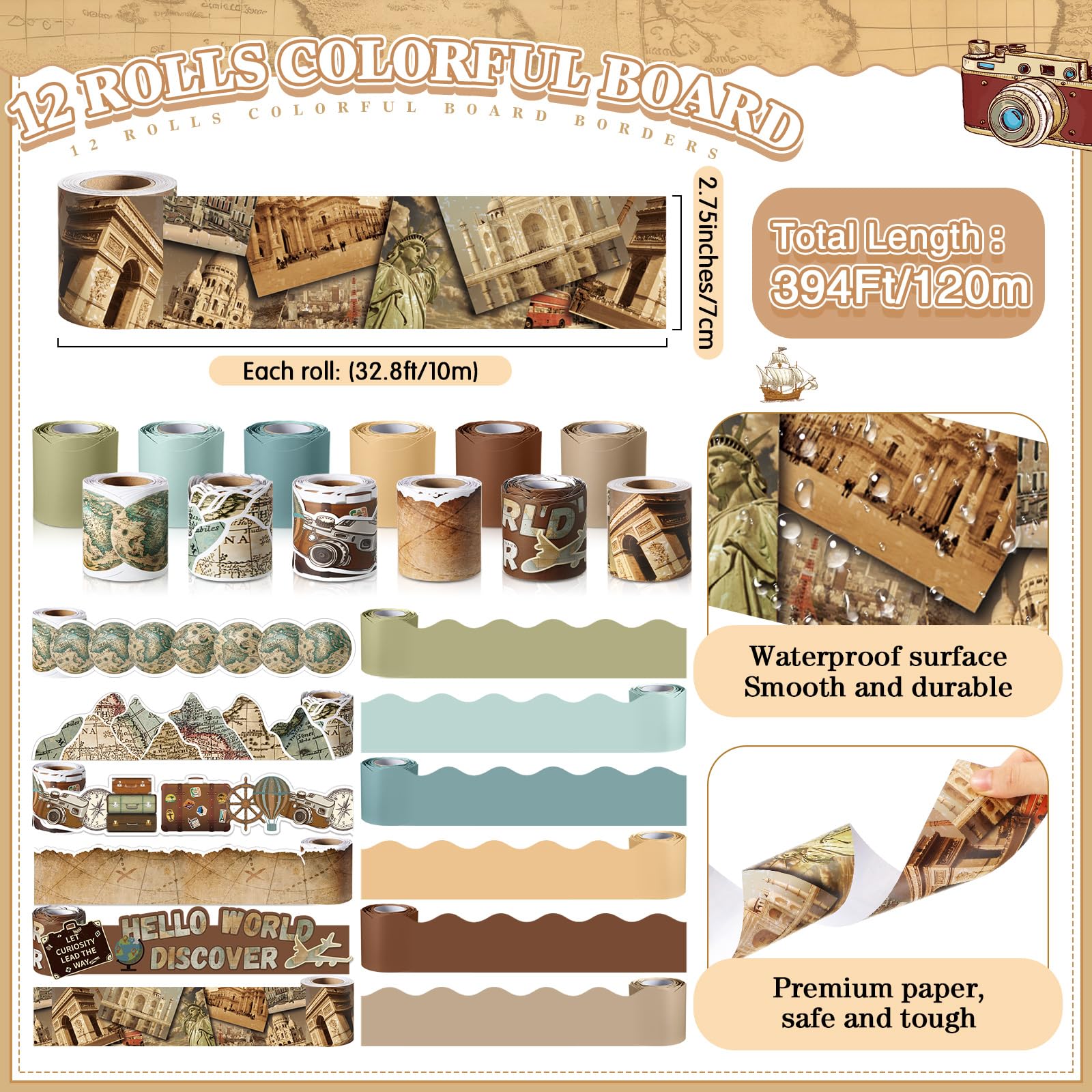 Cork Board Roll Zhanmai 98.5ft Bulletin Board Borders - Colorful ...