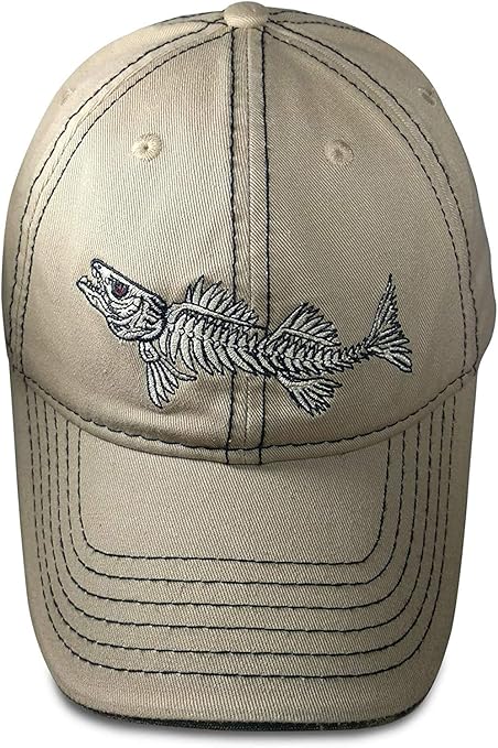 Amazon.com: AKIZON Mens Hats Baseball Cap with Fish Bones - Fishing Hat ...