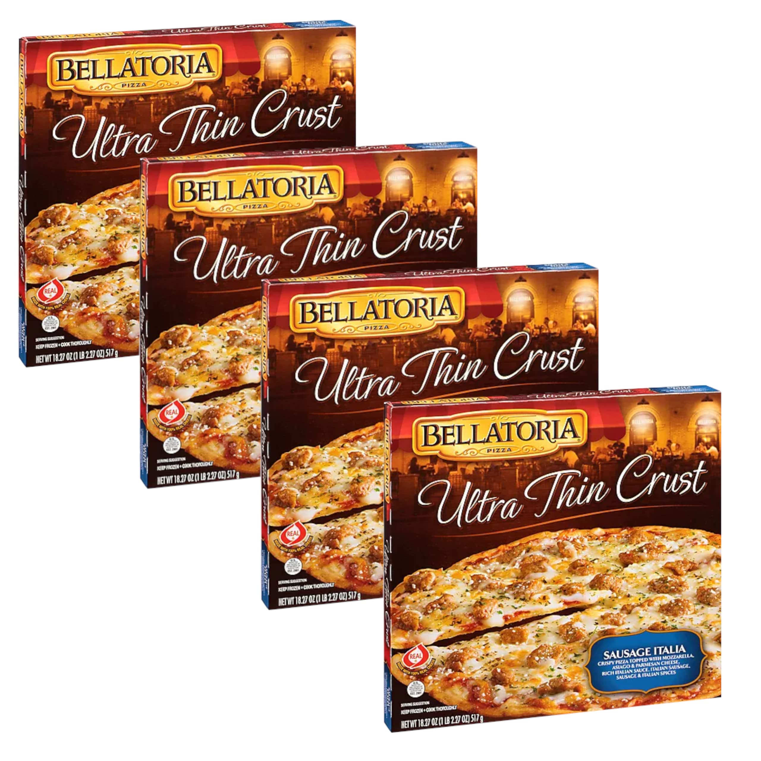 Amazon.com: Bellatoria Sausage Italia Ultra Thin Crust Pizza - Topped ...