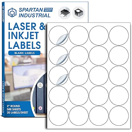 Amazon.com: Spartan Industrial Printable Circle Laser Label - 2" Round ...