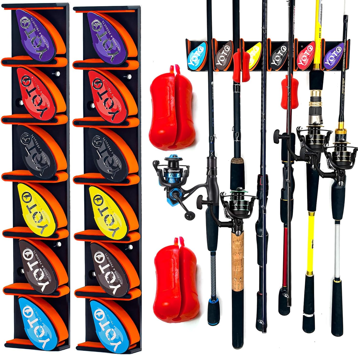 YOTO Fishing Rod Holder Racks Vertical Wall Mounted Rod Holder with ...
