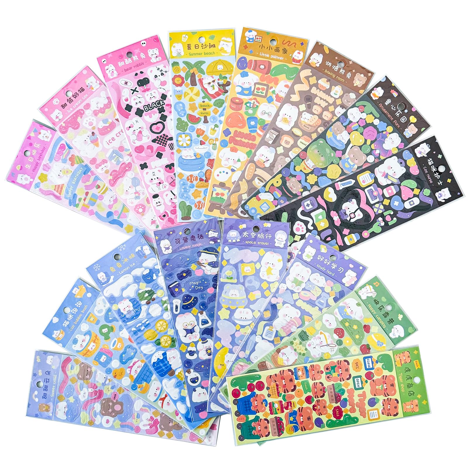 Amazon.com: 16 Sheets Rabbit Korean Deco Stickers Set, DIY Colorful ...