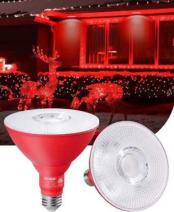 SURAIELEC PAR38 Christmas Red Flood Light Bulb, Dimmable LED Spotlight ...
