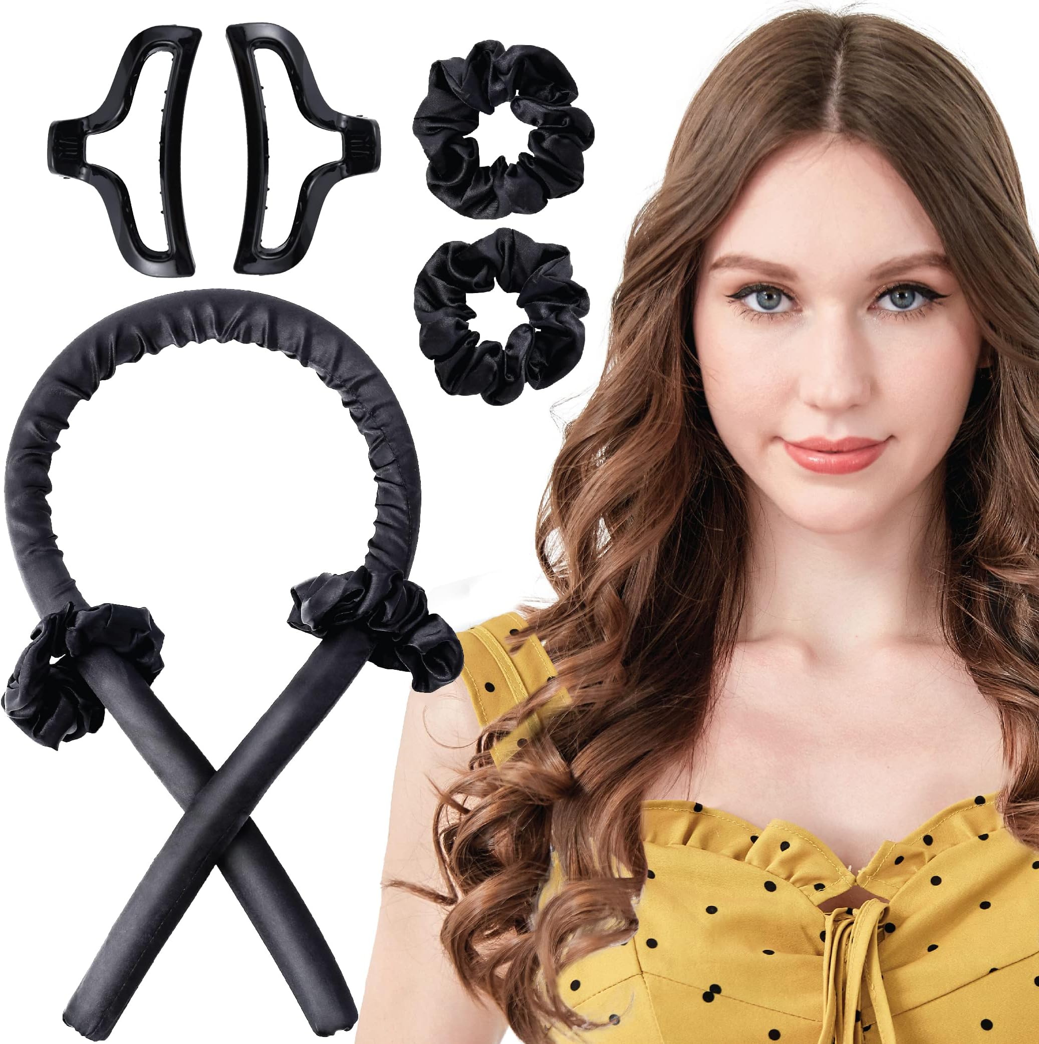 Amazon.com : Heatless Curling set,Silk Curls Rod Headband,No Heat Rollers to Sleep in Overnight ...