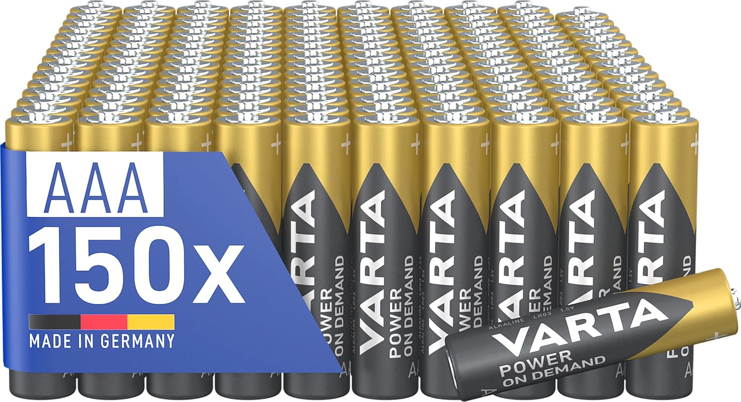 VARTA Batteries AAA, 150 Pieces, Power on Demand, Alkaline, 1.5 V ...