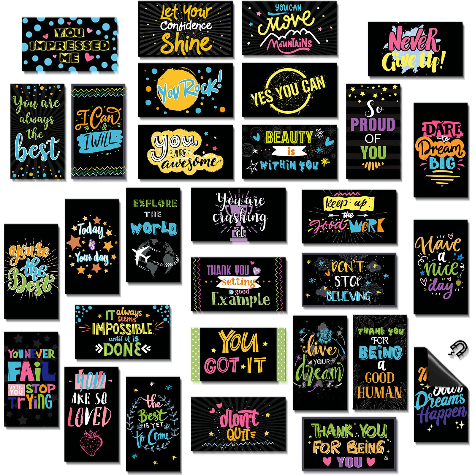 Snapklik.com : Xuhal 60 Pcs Inspirational Magnets Bulk Rectangle ...