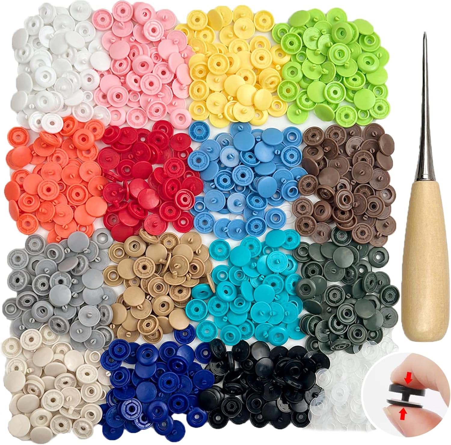Amazon.com: MIFOLEU 150 Sets Plastic Snaps, T5 Snap Buttons No Tools ...
