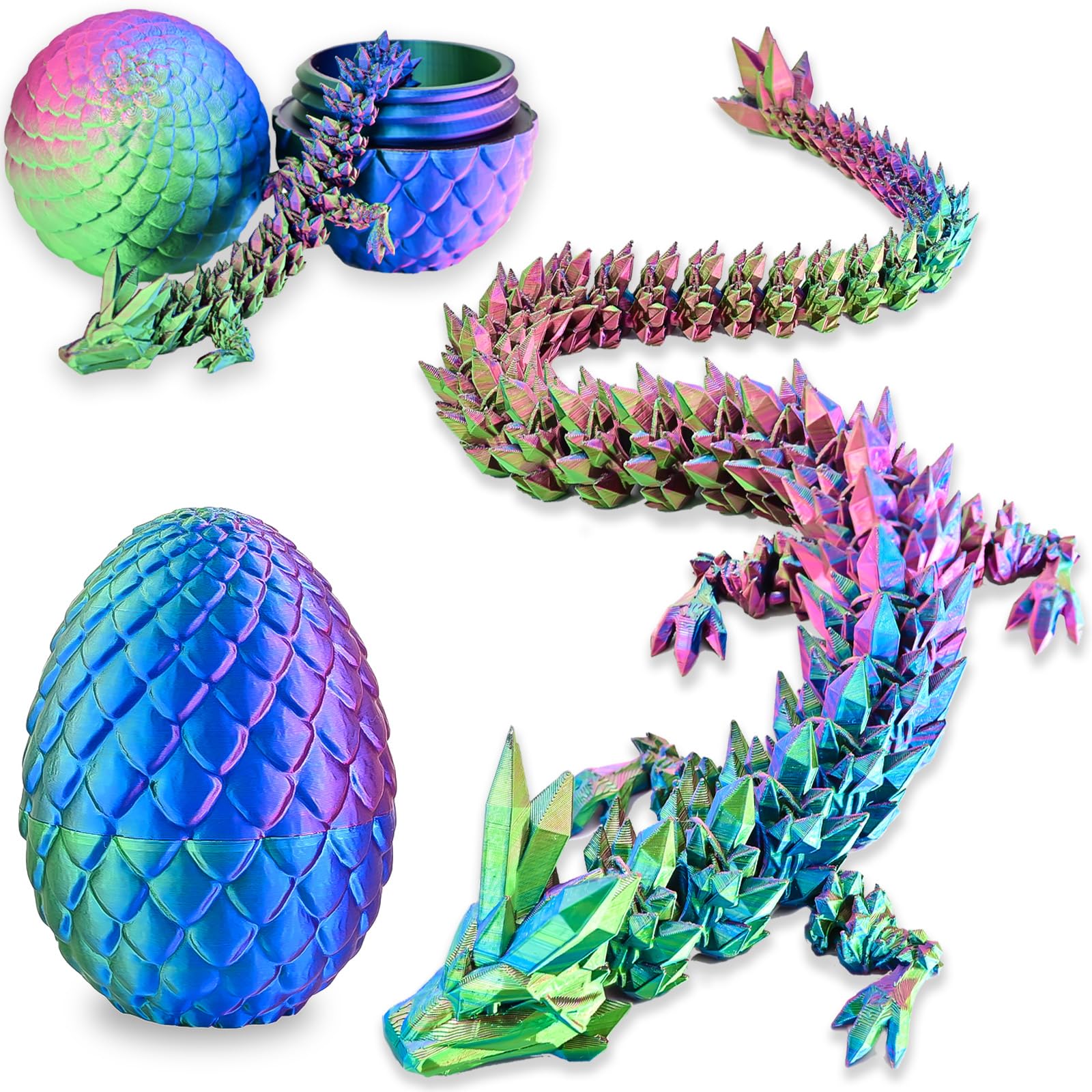 Amazon.com: LOCYFENS 3D Printed Dragon Eggs with Dragon Inside, Rainbow ...