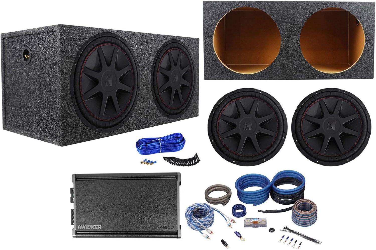 Amazon.com: KICKER 43CVR152 2-Ohm Car Subwoofer Bundle 46CXA12001T RMS ...