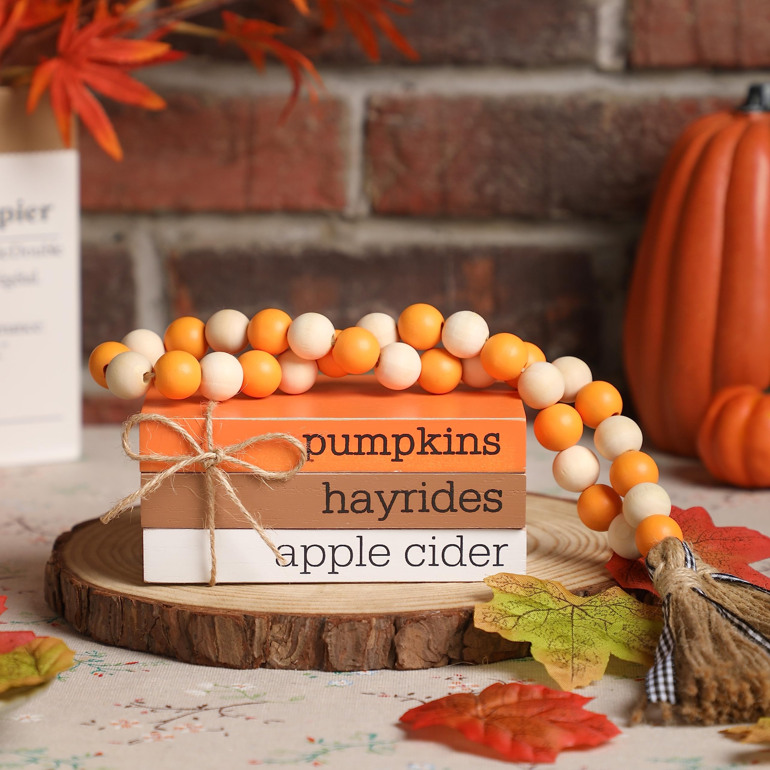 Amazon.com: Fall Tiered Tray Décor, Thanksgiving Decor, Wood Book Stack ...