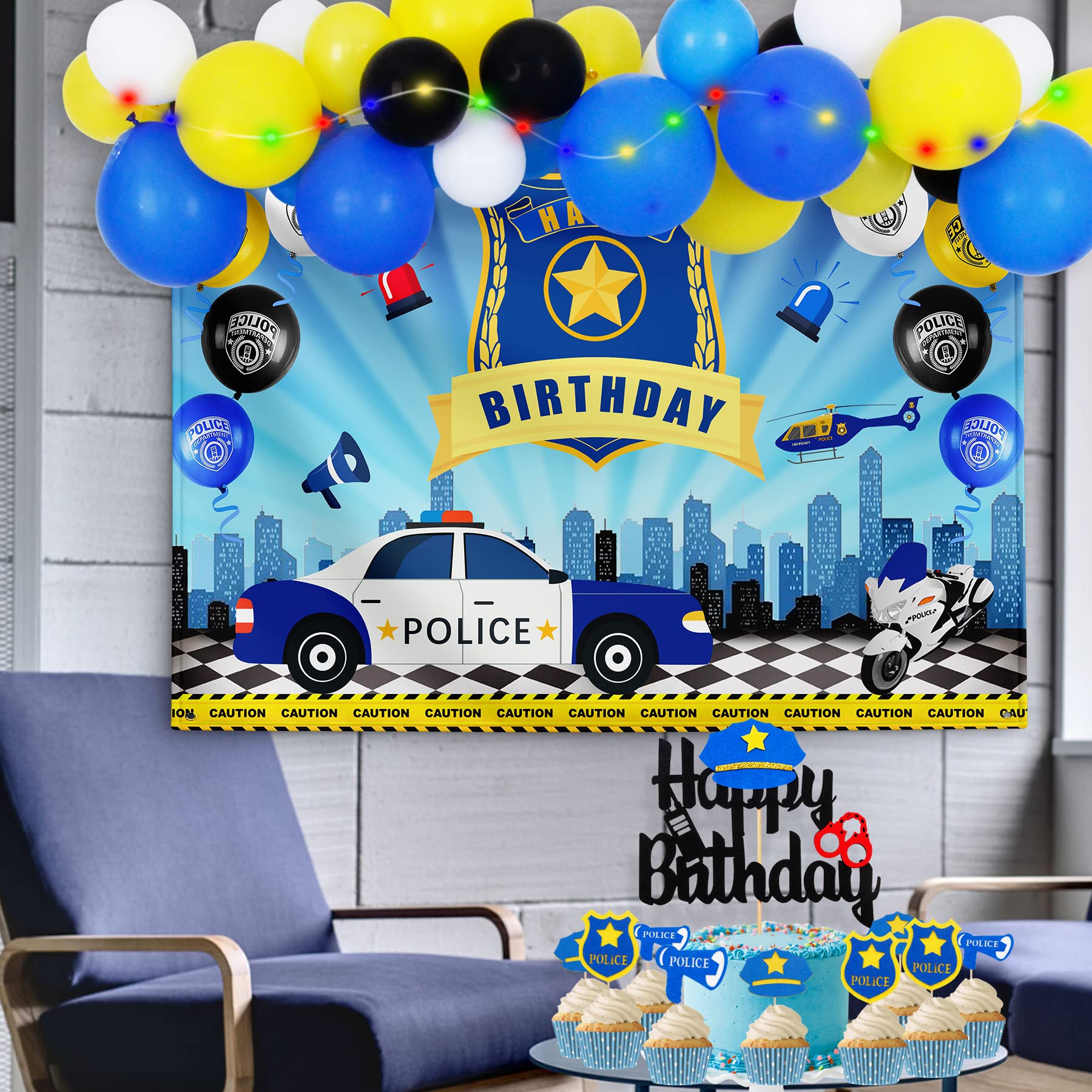 Buy Police Theme Birthday Decorations Party Supplies for Kid | Cop ...