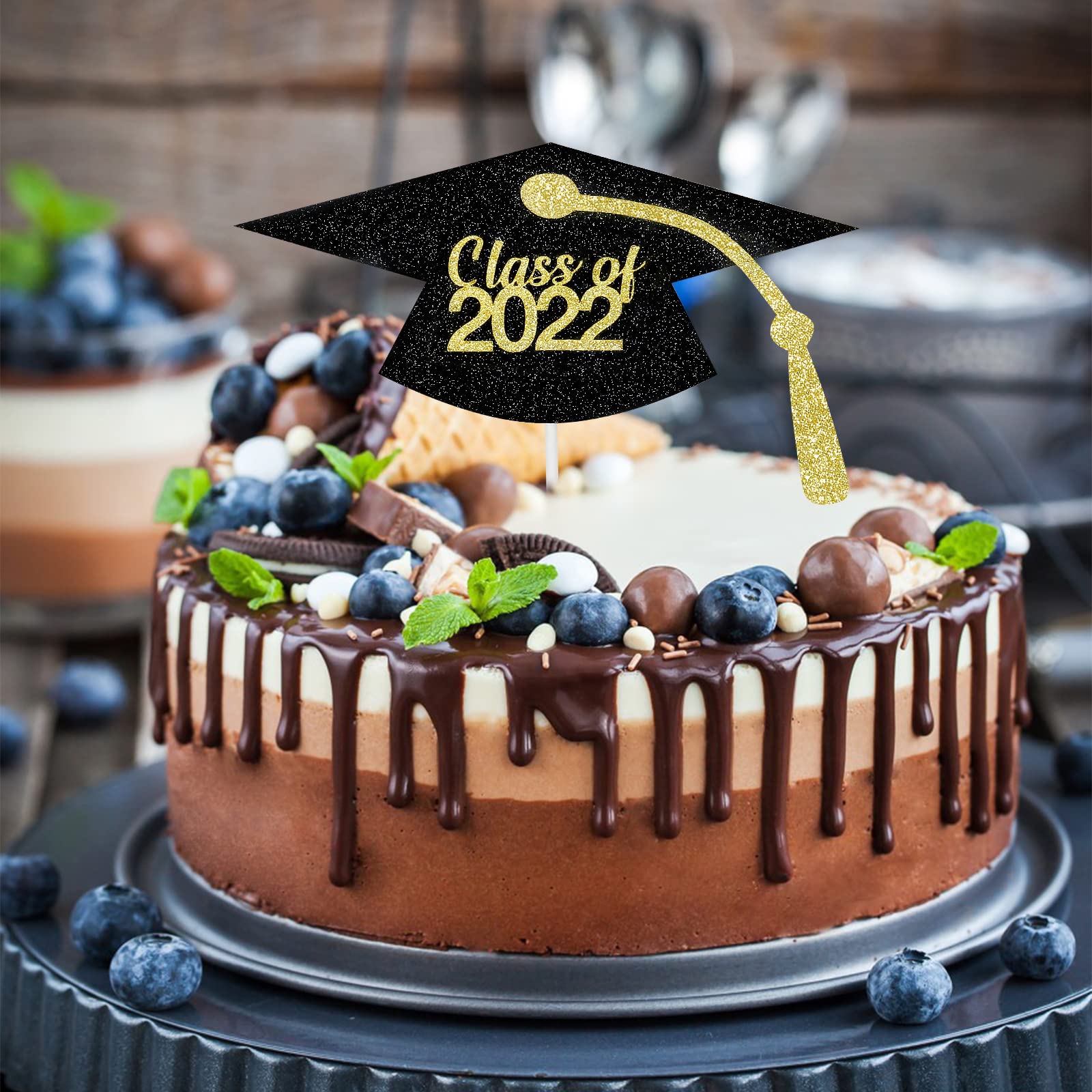 Buy Class of 2022 Cake Topper Gold Glitter- Class of 2022 Graduation ...