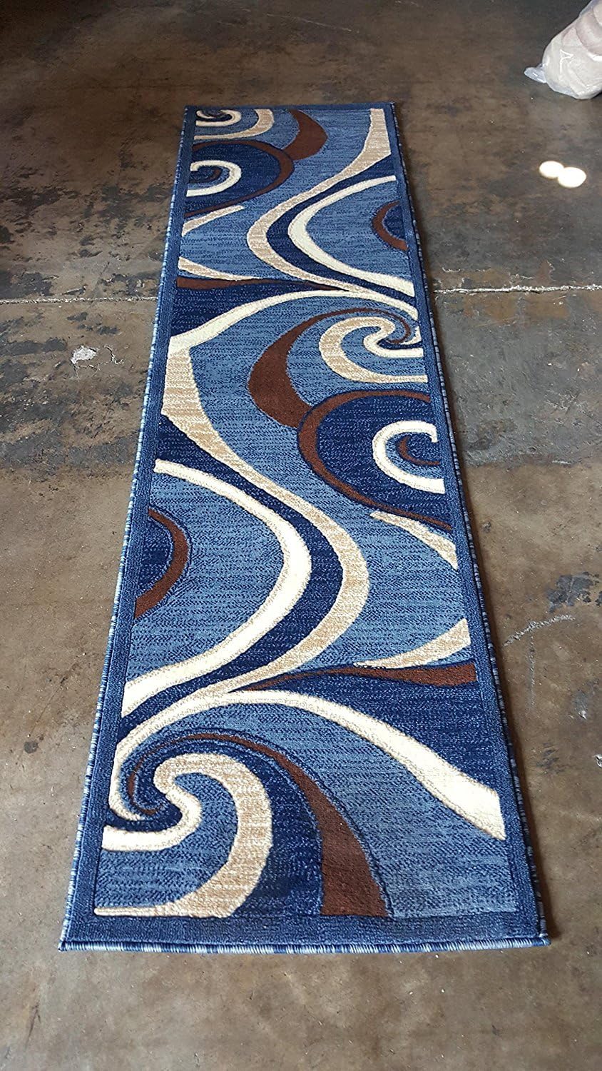 Amazon.com: Modern Runner Contemporary Area Rug Blue Brown Carpet King ...
