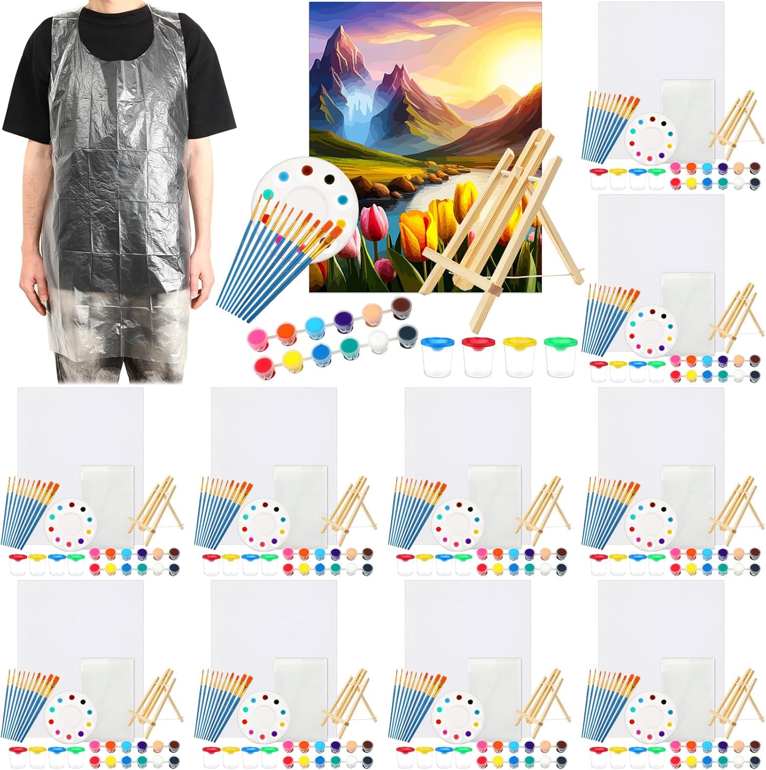 Amazon.com: Janlaugh 204 Pcs Sip and Paint Kits Paint Party Kit Canvas ...