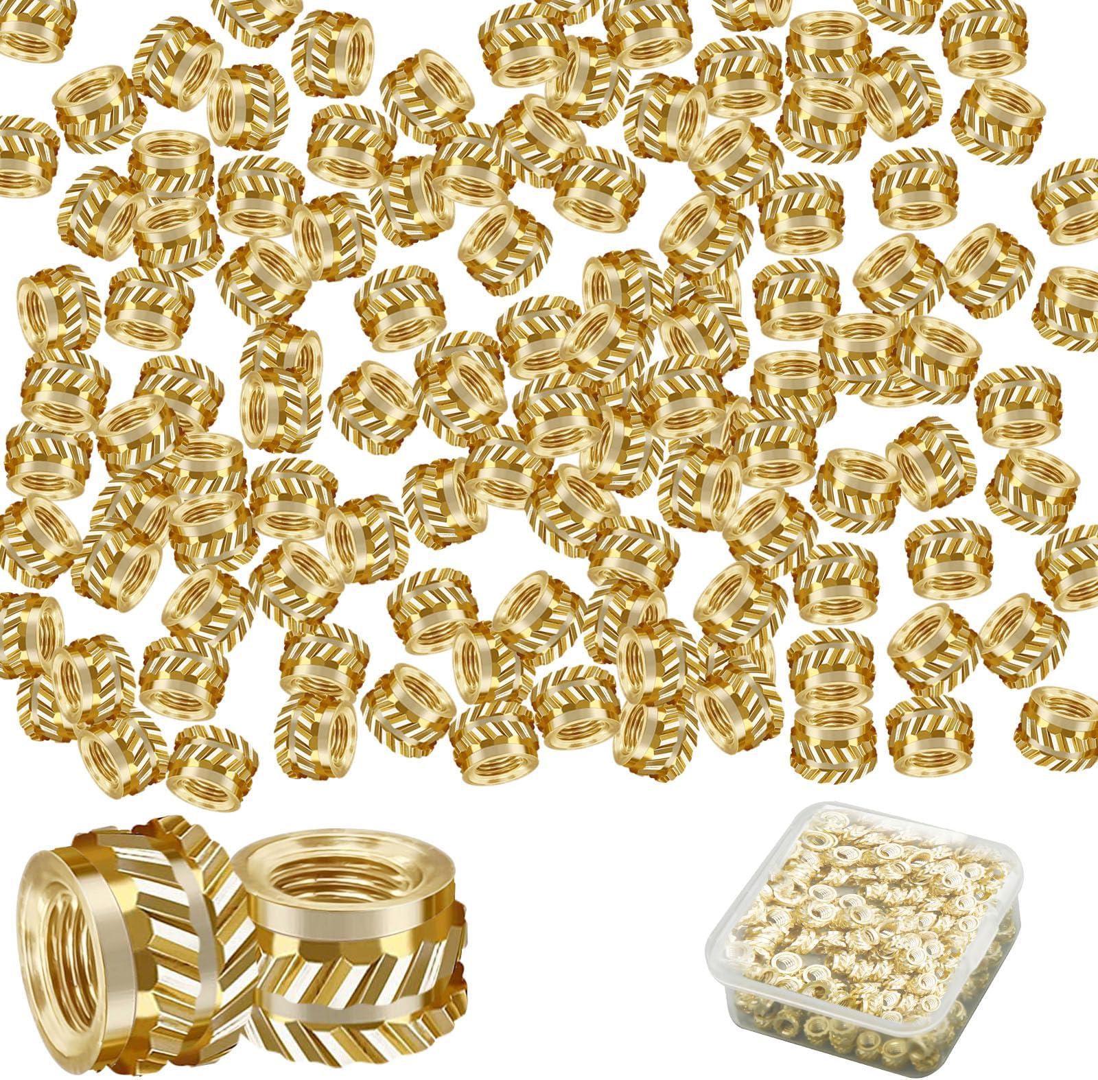 Amazon.com: uxcell Knurled Insert Nuts, M3 x 6mm(L) x 4mm(OD) Female ...