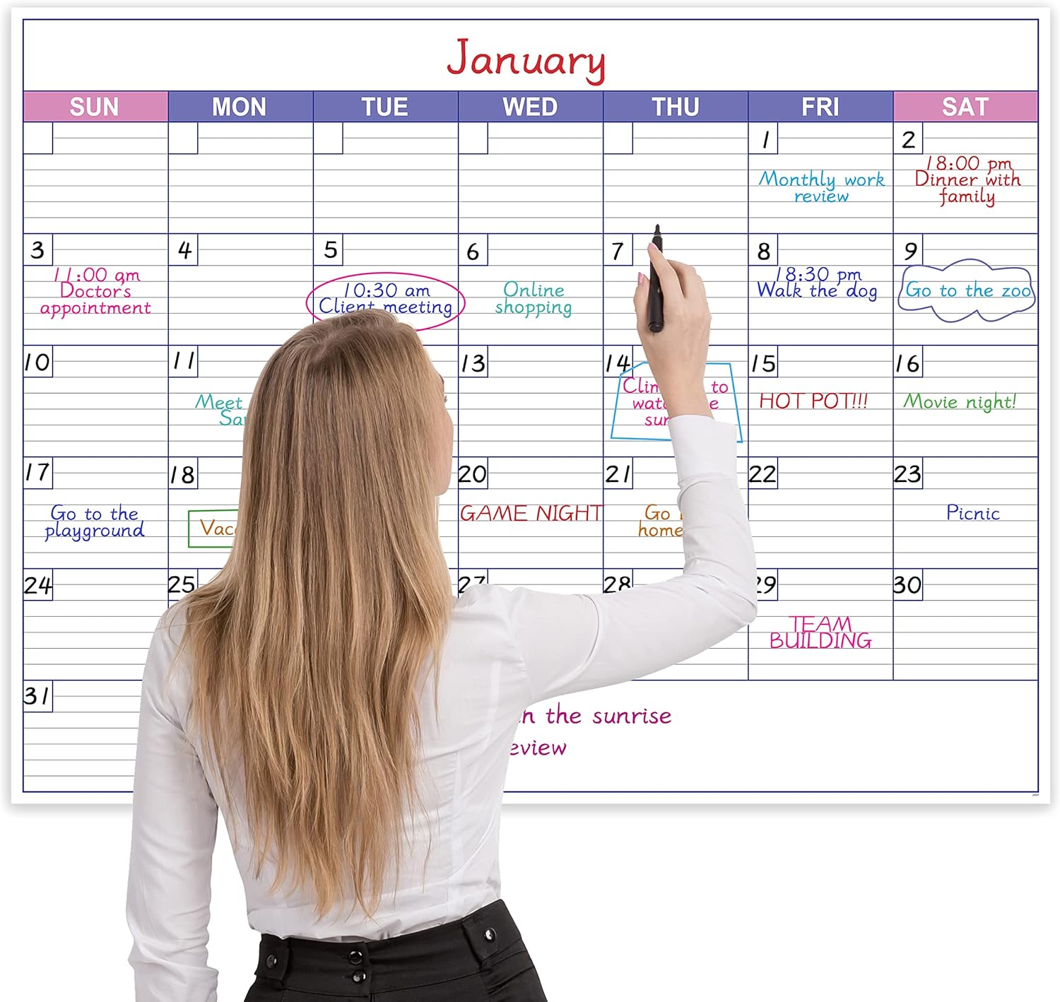 Amazon.com : Large Dry Erase Calendar for Wall - Undated 1 Month ...