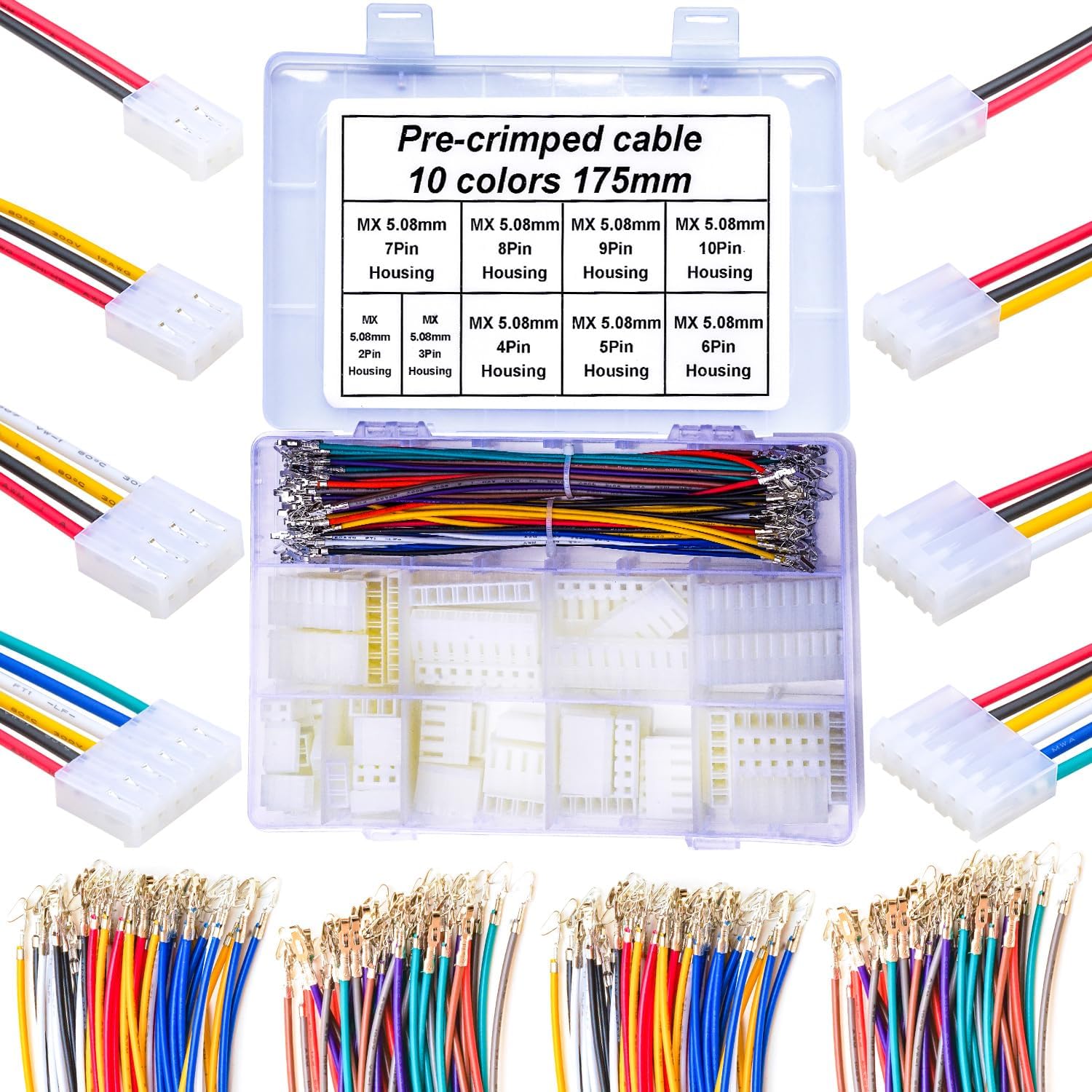 Amazon.com: Tcenofoxy JST Molex Cable Connector Kit, Compatible with Molex KK 5.08mm Connector ...