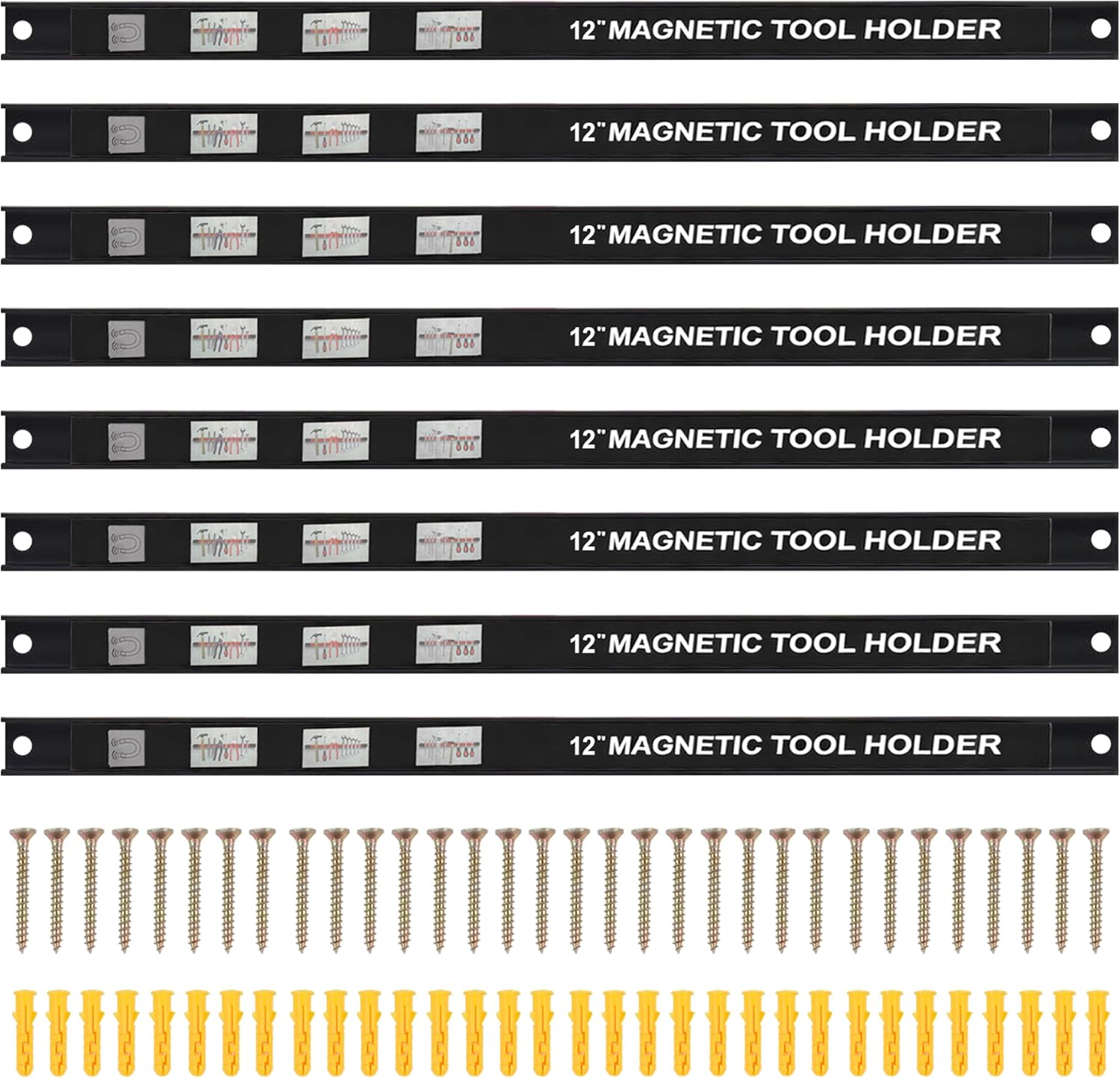 Amazon.com: Magnetic Tool Holder Strip Set Heavy Duty 12" Magnetic Tool Bar 8-Pack Tool Magnet ...