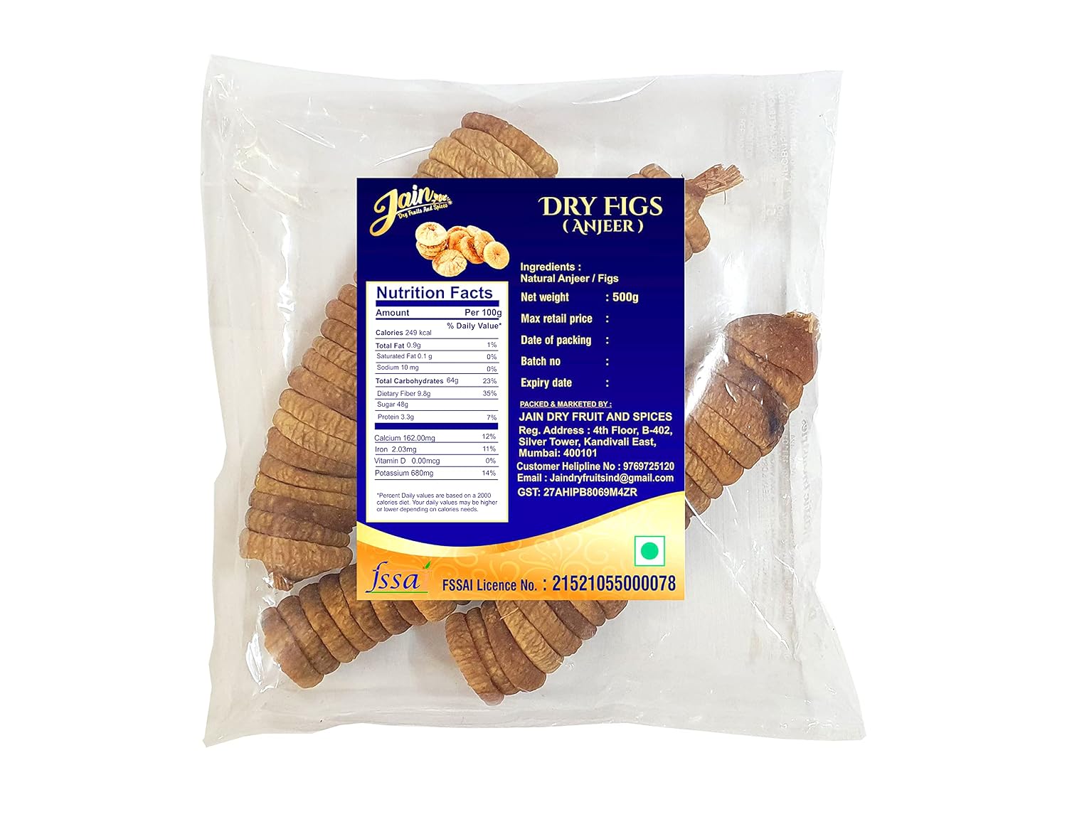Jain Dry Fruit & Spices Dry Fig (500g) : Amazon.in: Grocery & Gourmet Foods