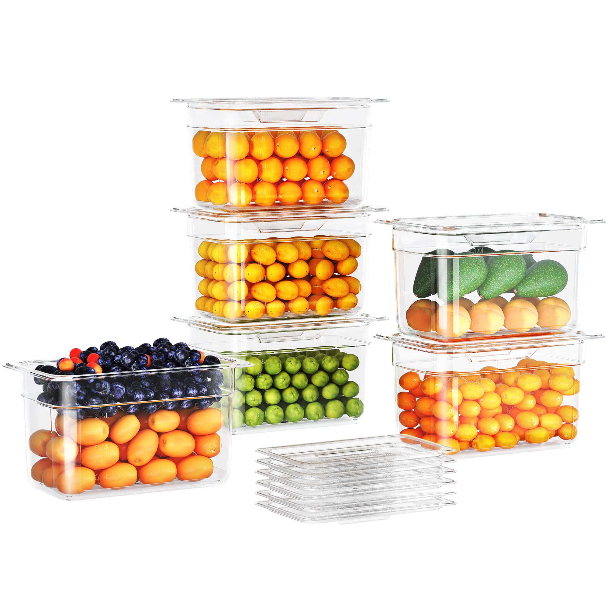 6 Pack Plastic Food Pan with Lid 1/4 Size 6 Inch Deep Restaurant Clear ...