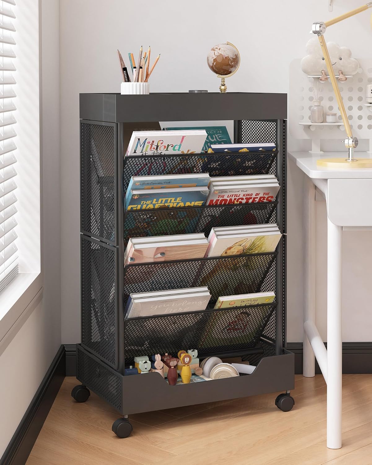 Amazon.com: UMDONX Rolling Book Cart Double-Sided Large Capacity ...
