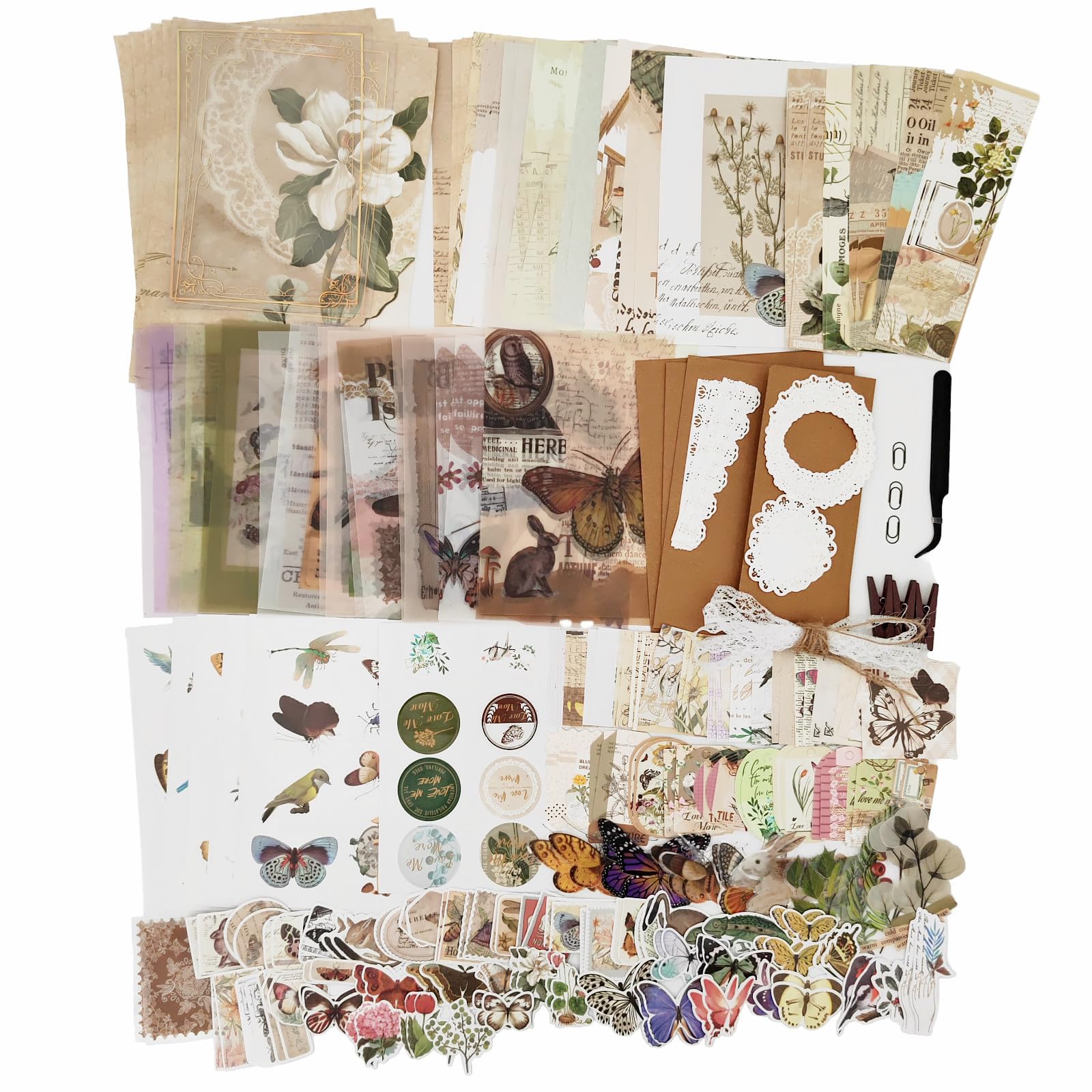 Amazon.com: 251PCS Vintage Scrapbook Supplies Pack, Scrapbooking Paper ...