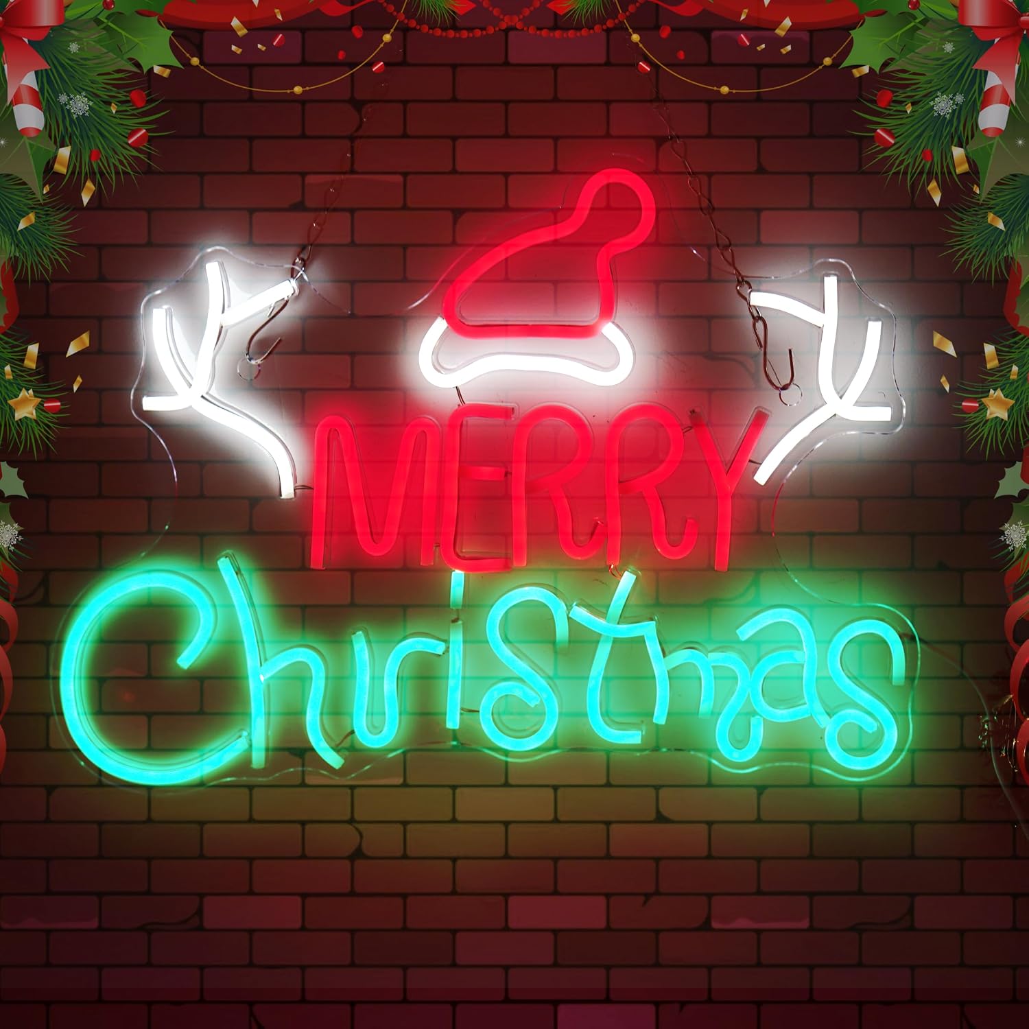 SunKite Merry Christmas LED Neon Sign Lights for Christmas Decorations ...