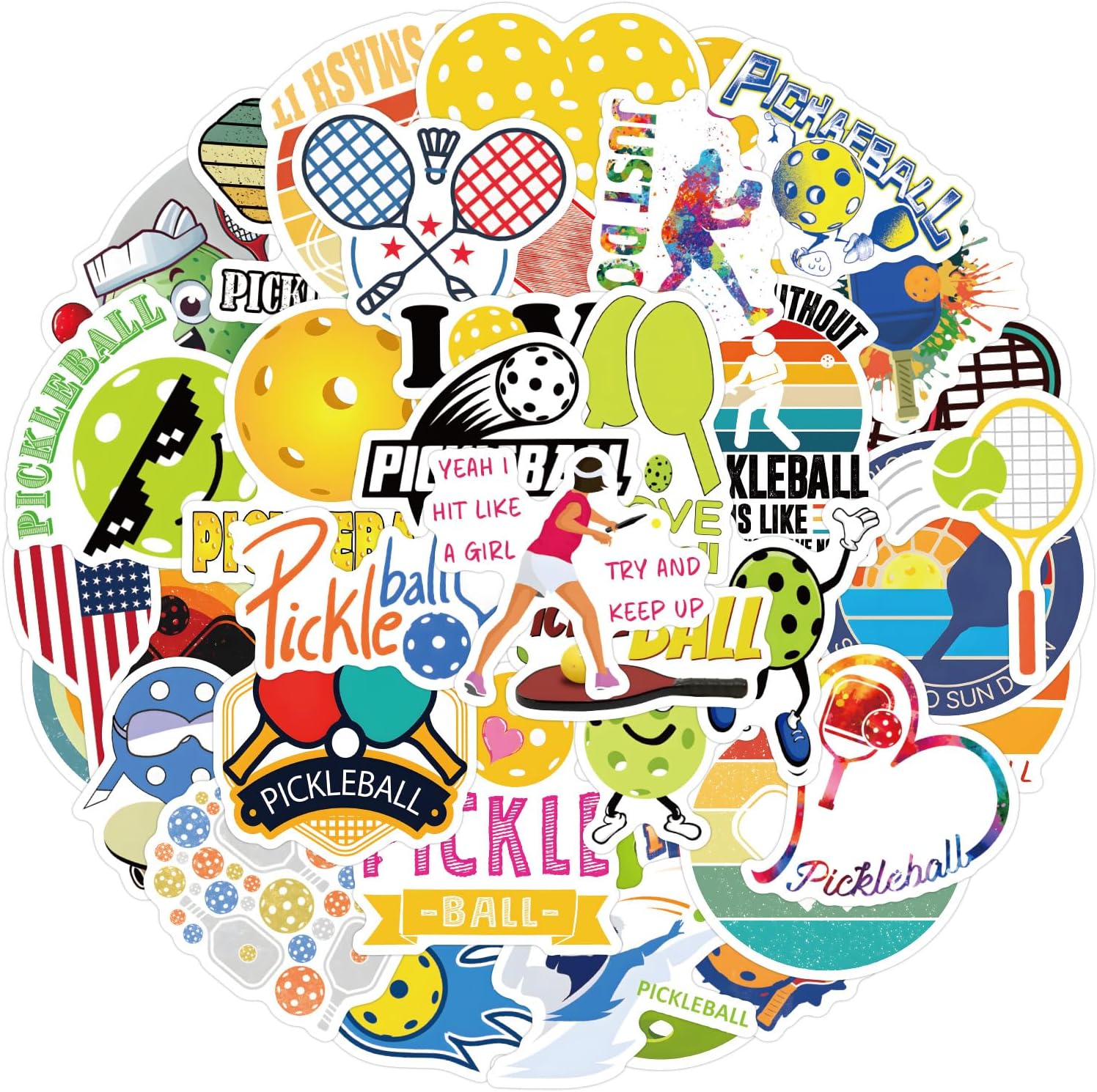 Amazon.com: 50 Pieces Pickleball Stickers, Pickleball Vinyl Stickers ...