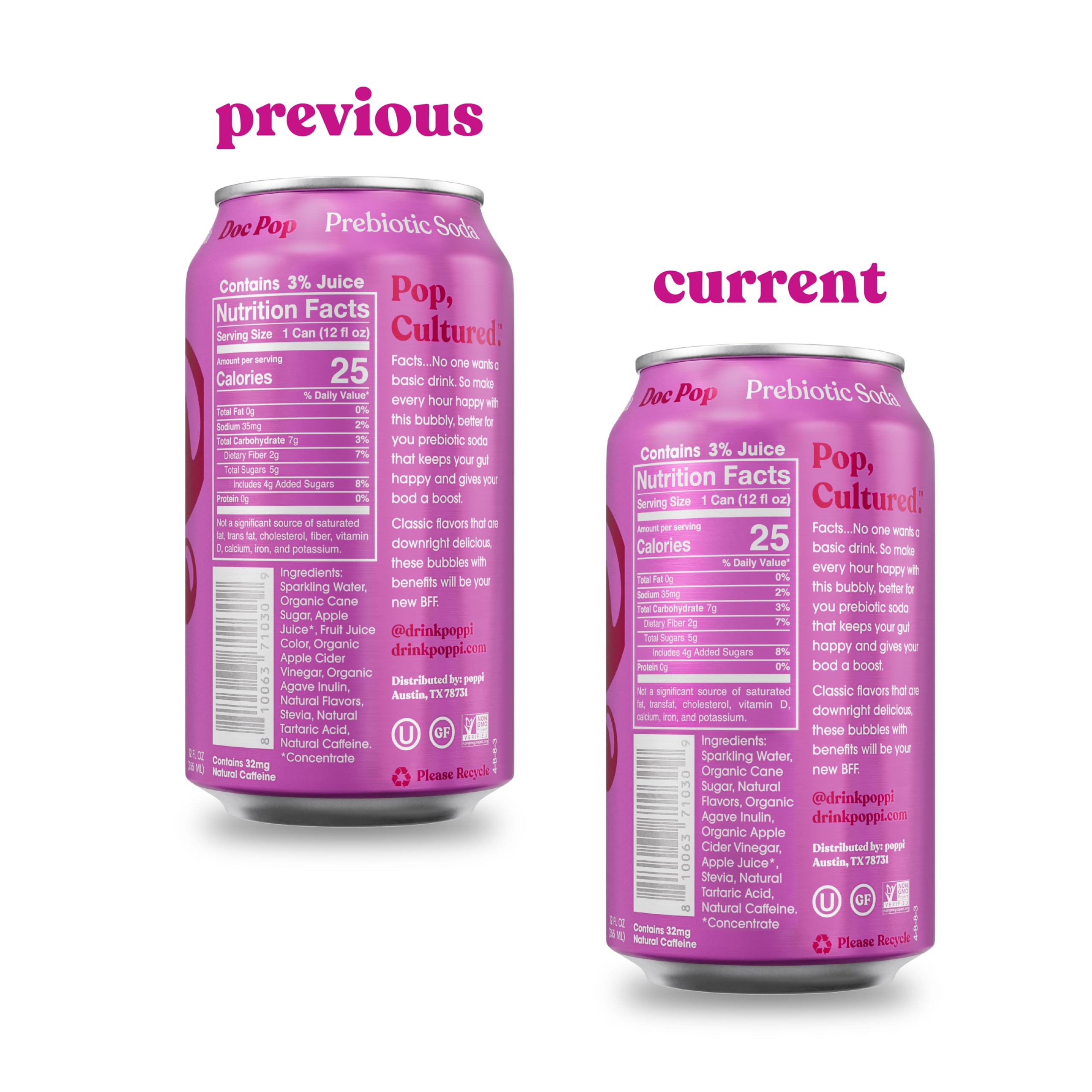 Snapklik.com : POPPI Sparkling Prebiotic Soda, Beverages w/Apple Cider Vinegar, Seltzer Water ...