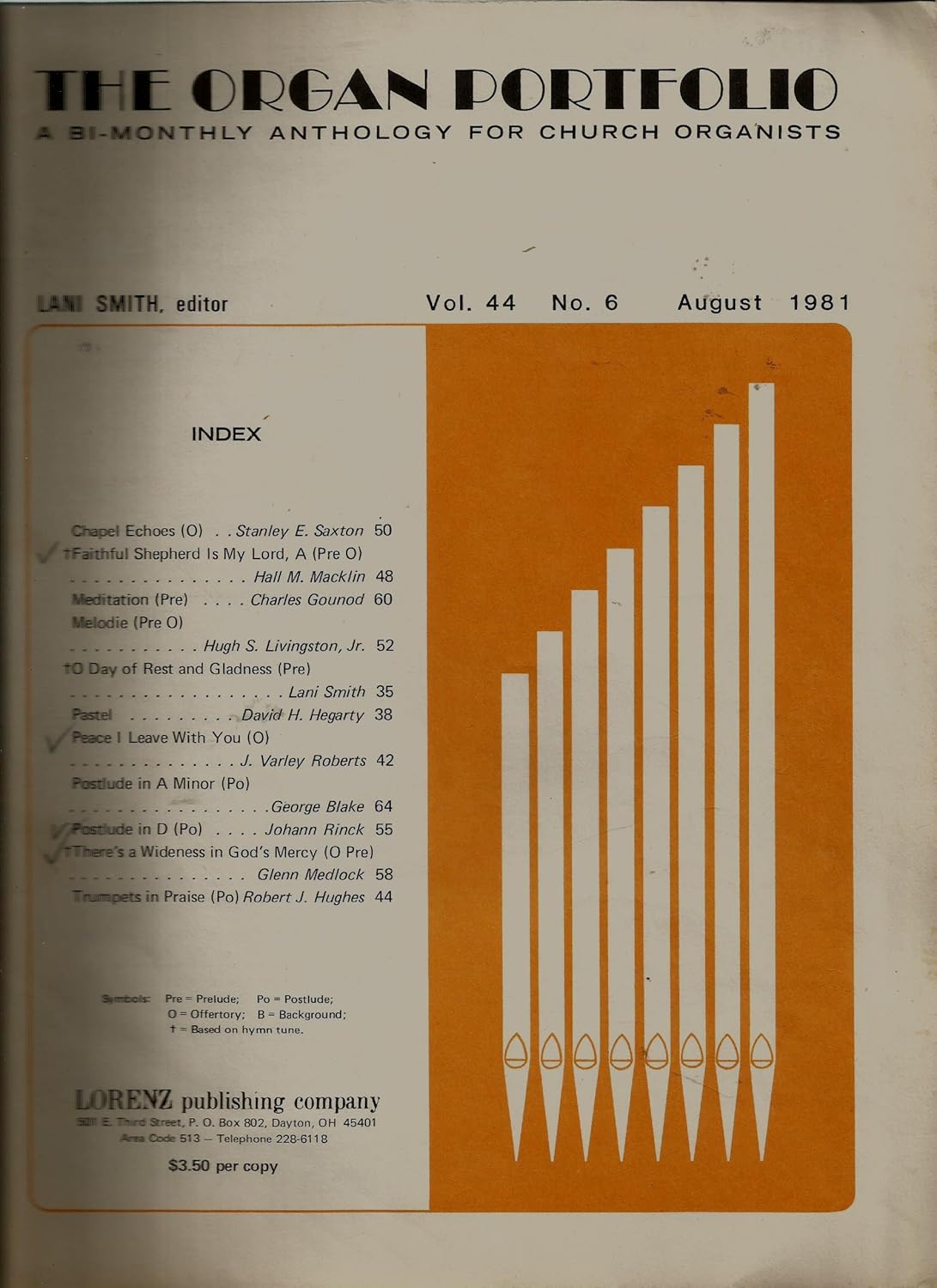 The Organ Portfolio Complete Set 6 Books from 1981 Lani Smith. Lorenz ...