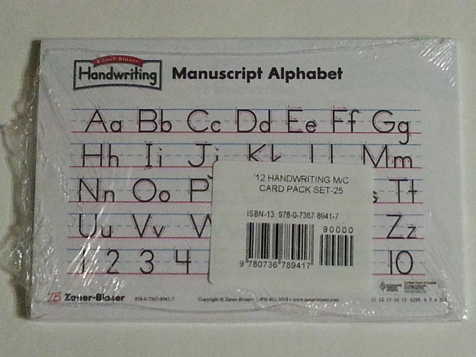 Zaner-Bloser Handwriting Manuscript & Cursive Alphabet Card Pack Set of ...