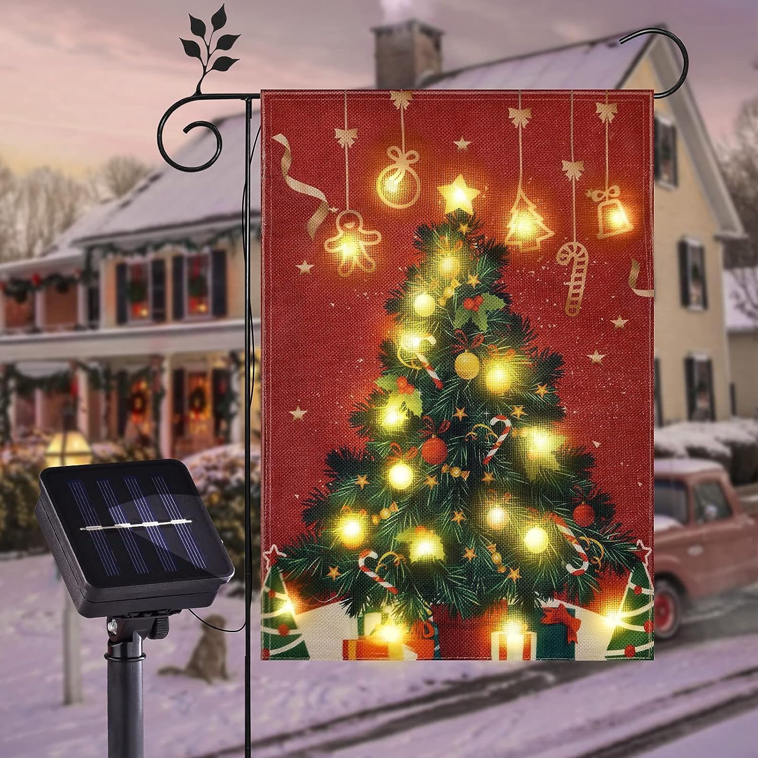 Snapklik.com : Lighted Garden Flag,Solar Led Witch Feet Black Kitty ...