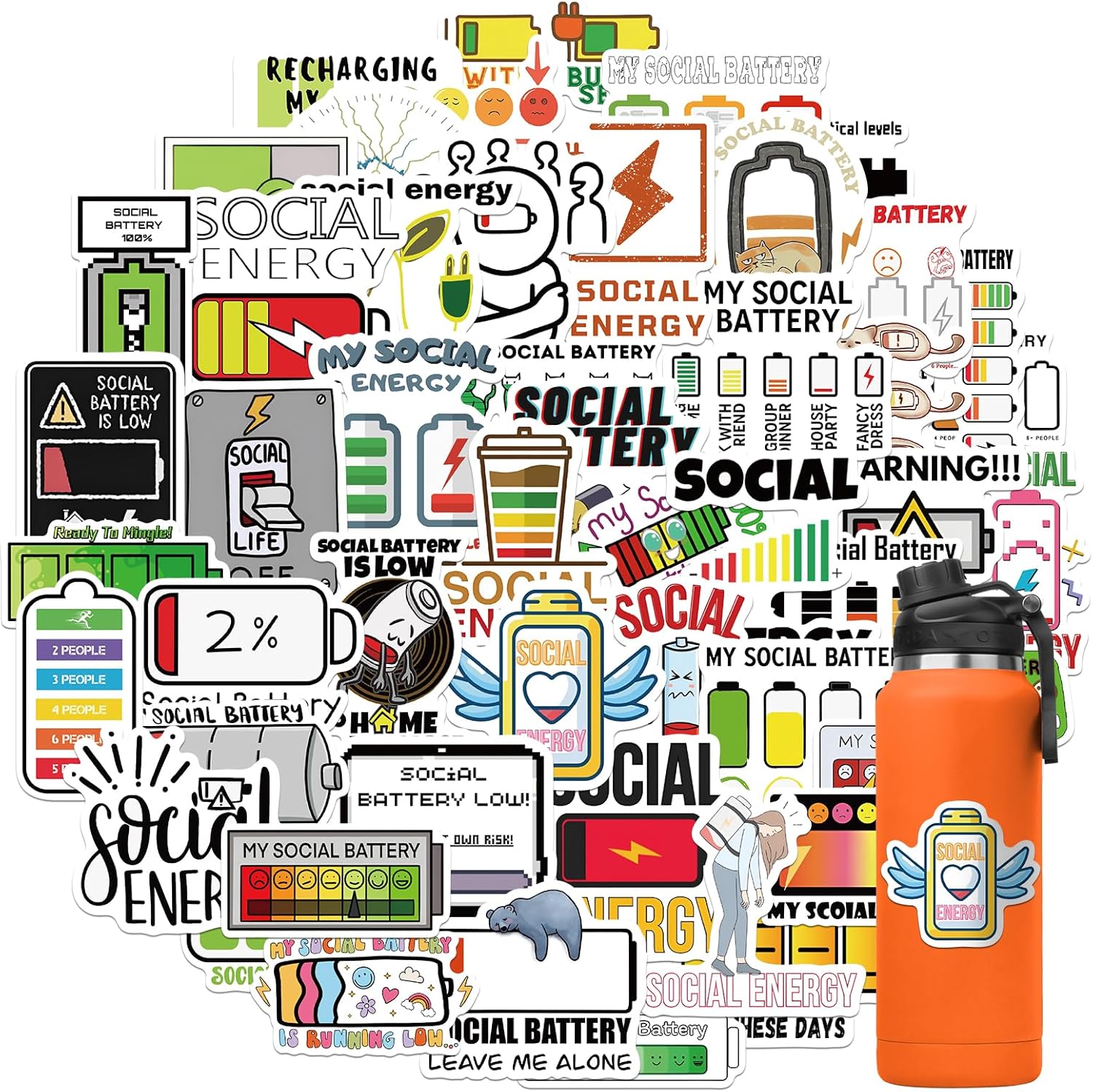 Amazon.com: Andibro 50 Pcs Funny Vinyl Stickers, Water Bottle Stickers ...