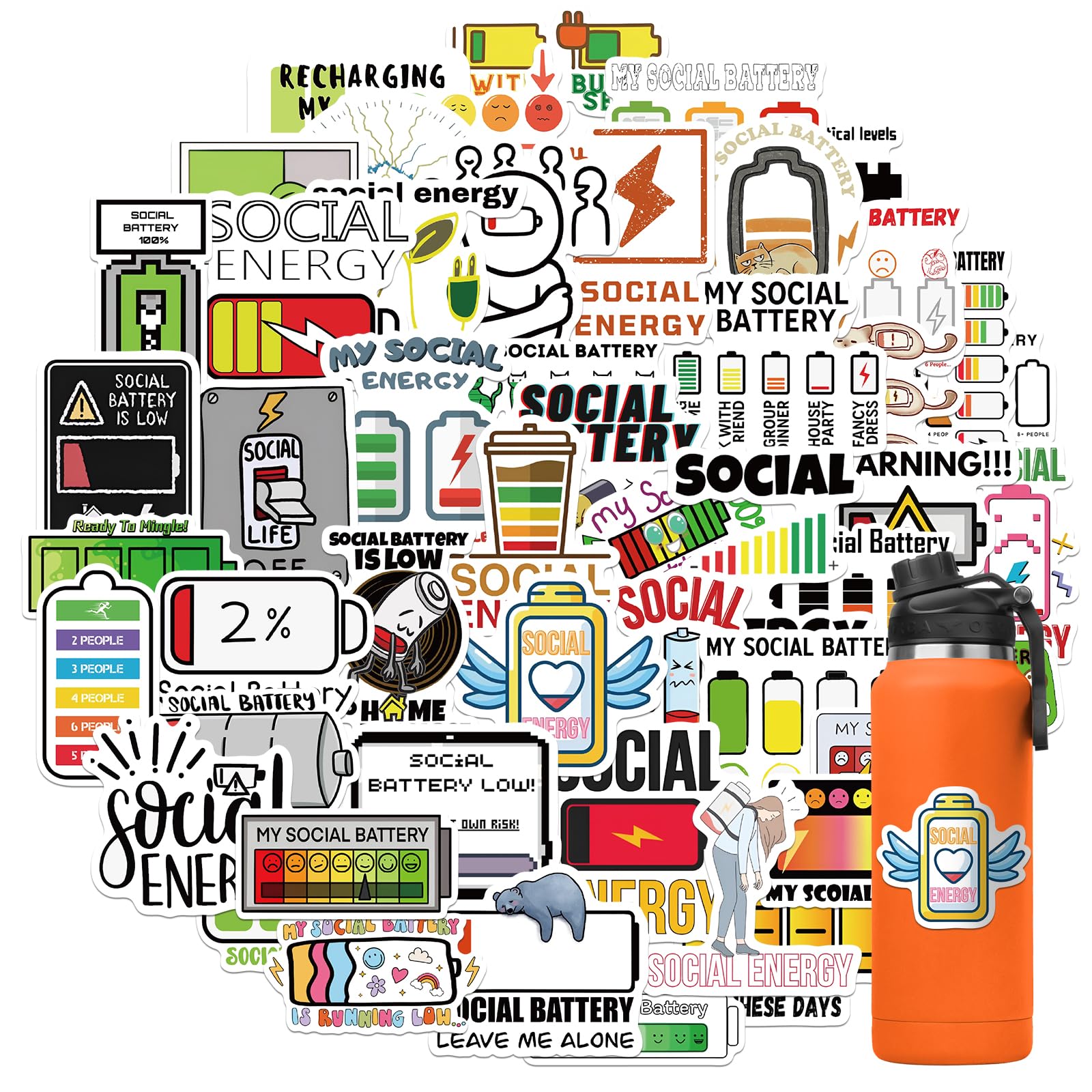 Amazon.com: Andibro 50 Pcs Funny Vinyl Stickers, Water Bottle Stickers ...